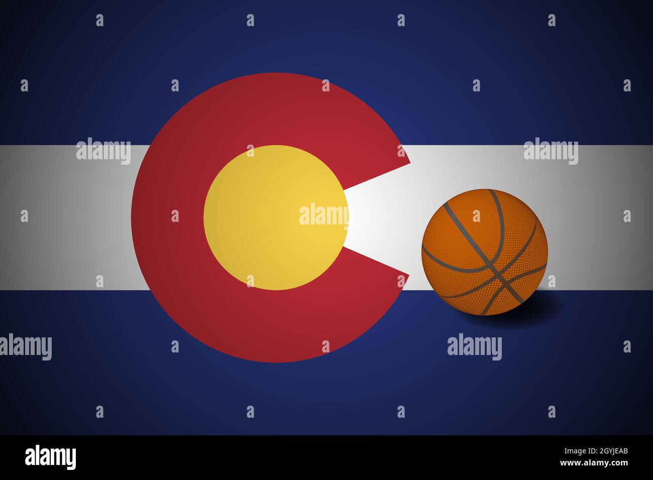 Colorado flag with realistic basketball ball, vector Stock Vector Image ...