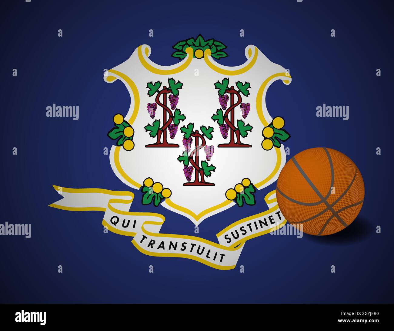 Connecticut flag with realistic basketball ball, vector Stock Vector ...