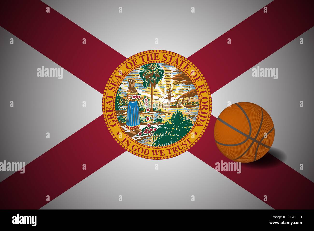 Florida flag with realistic basketball ball, vector Stock Vector Image ...