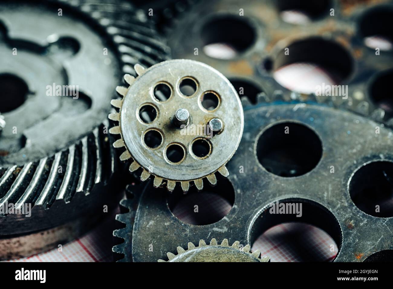 Gears from an old industrial machine Stock Photo - Alamy