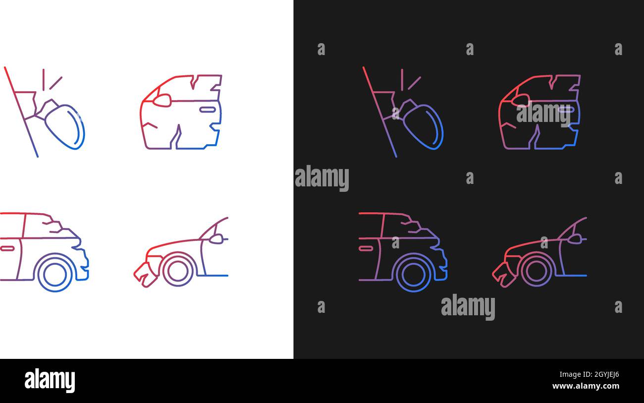 Auto body damage gradient icons set for dark and light mode Stock ...