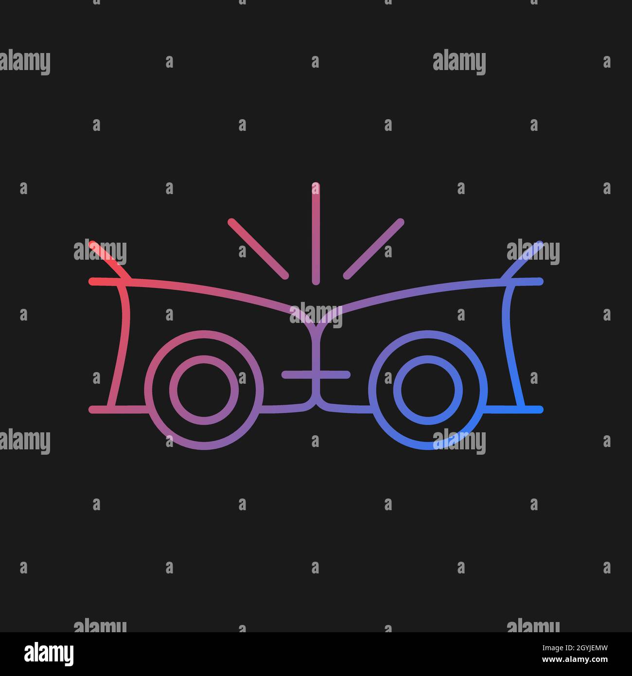 Head-on collision gradient vector icon for dark theme Stock Vector ...
