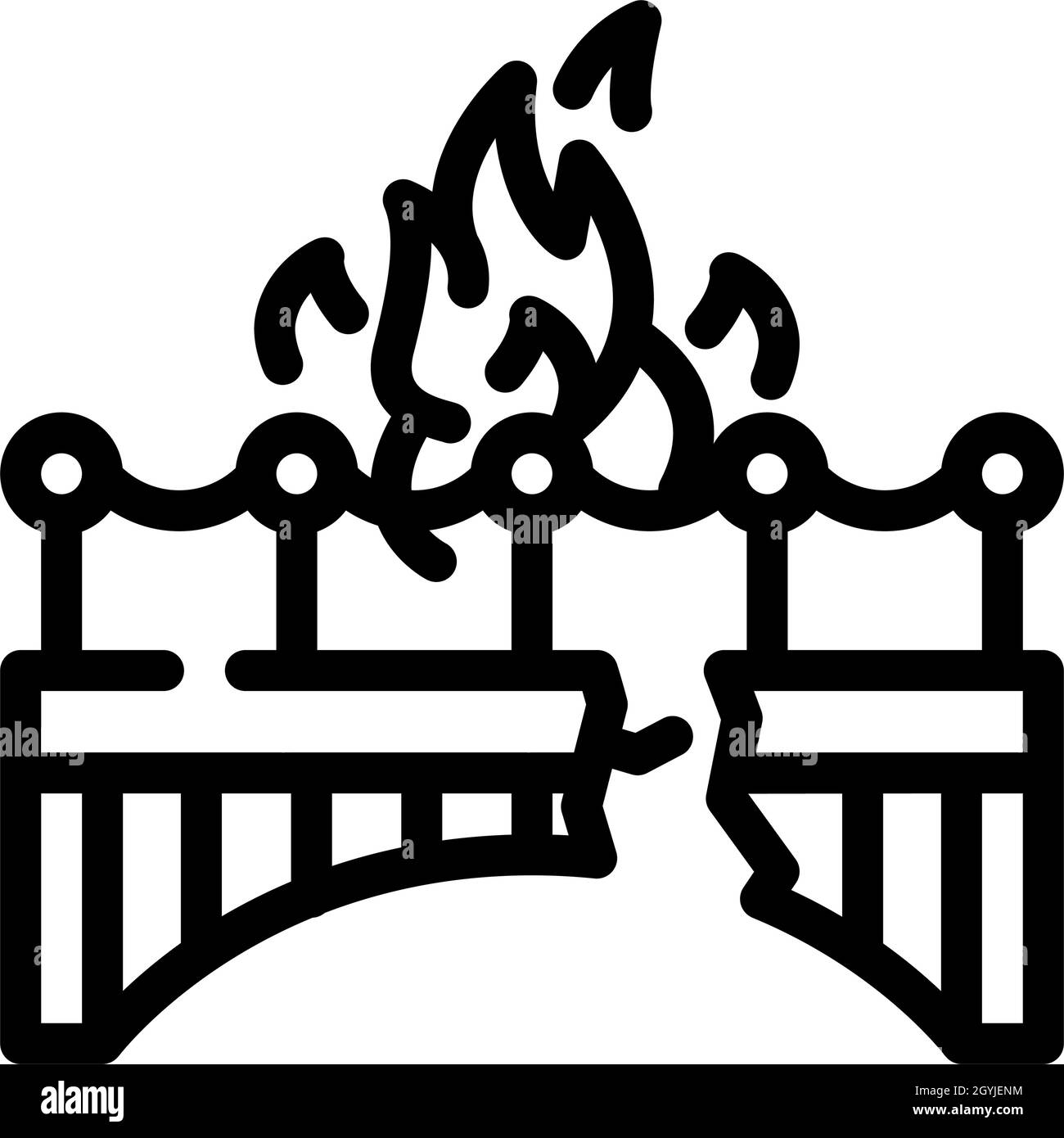 burn bridge and divorce line icon vector illustration Stock Vector ...