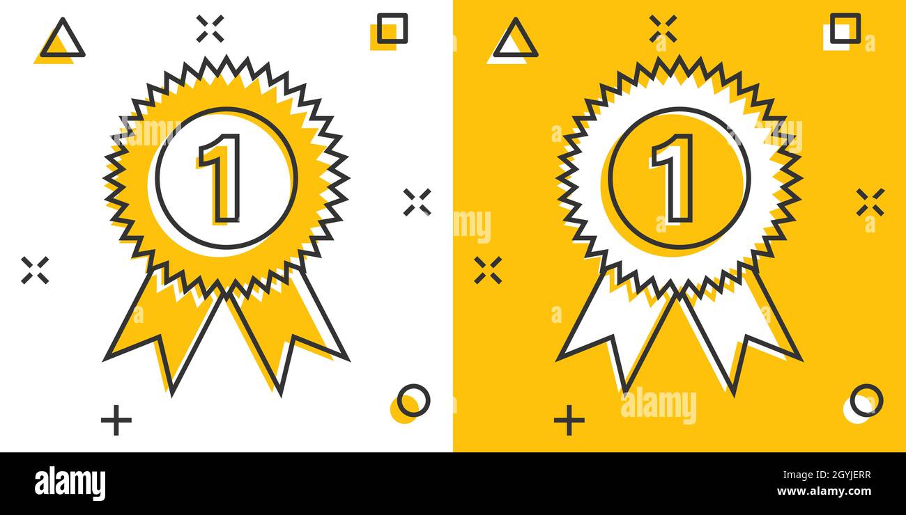 Winner icon in comic style. Rosette award cartoon vector illustration ...