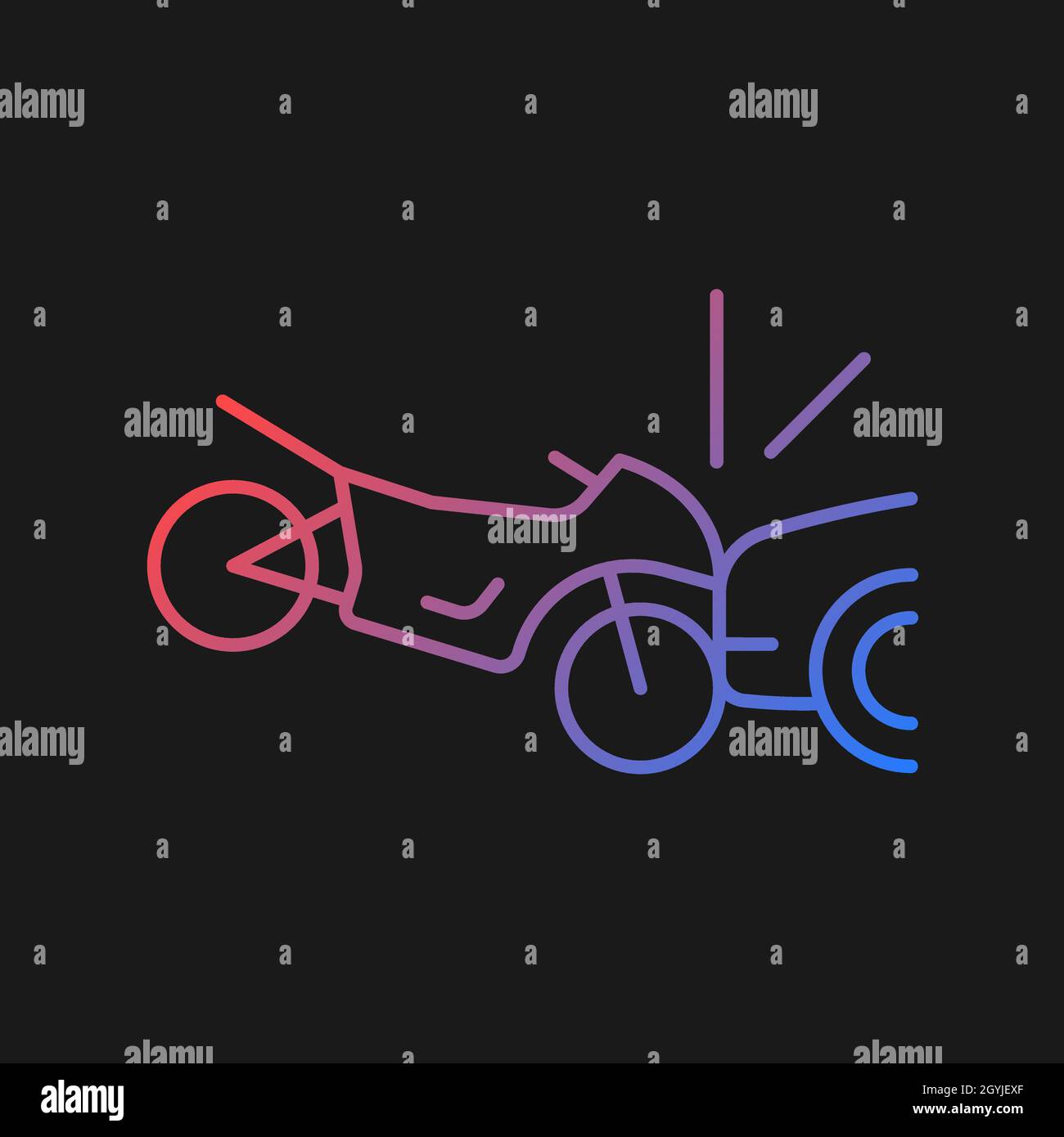 Collision with motorcycle gradient vector icon for dark theme Stock ...