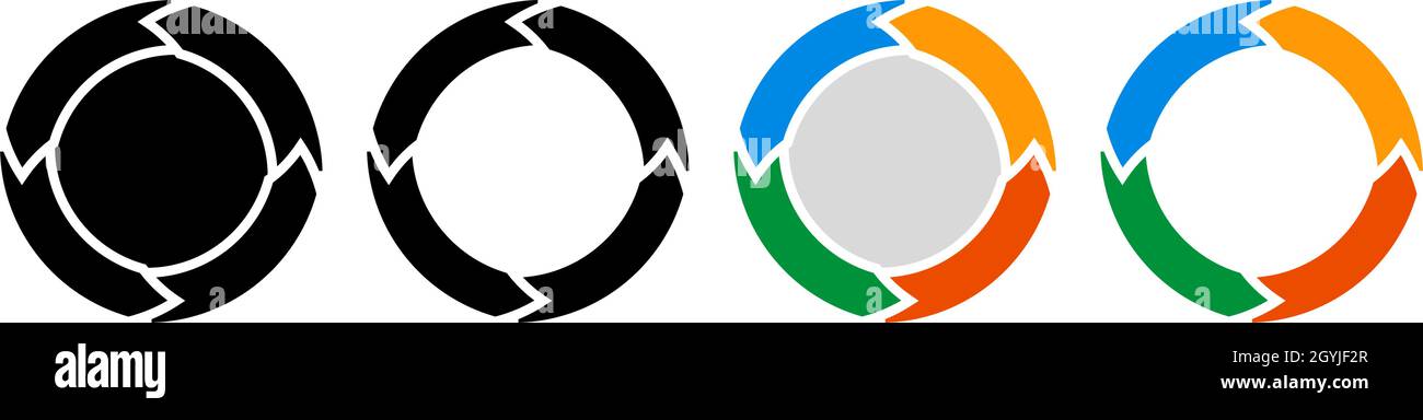 Circular arrows for steps, stages, phases concepts. Cyclic, cycle ...