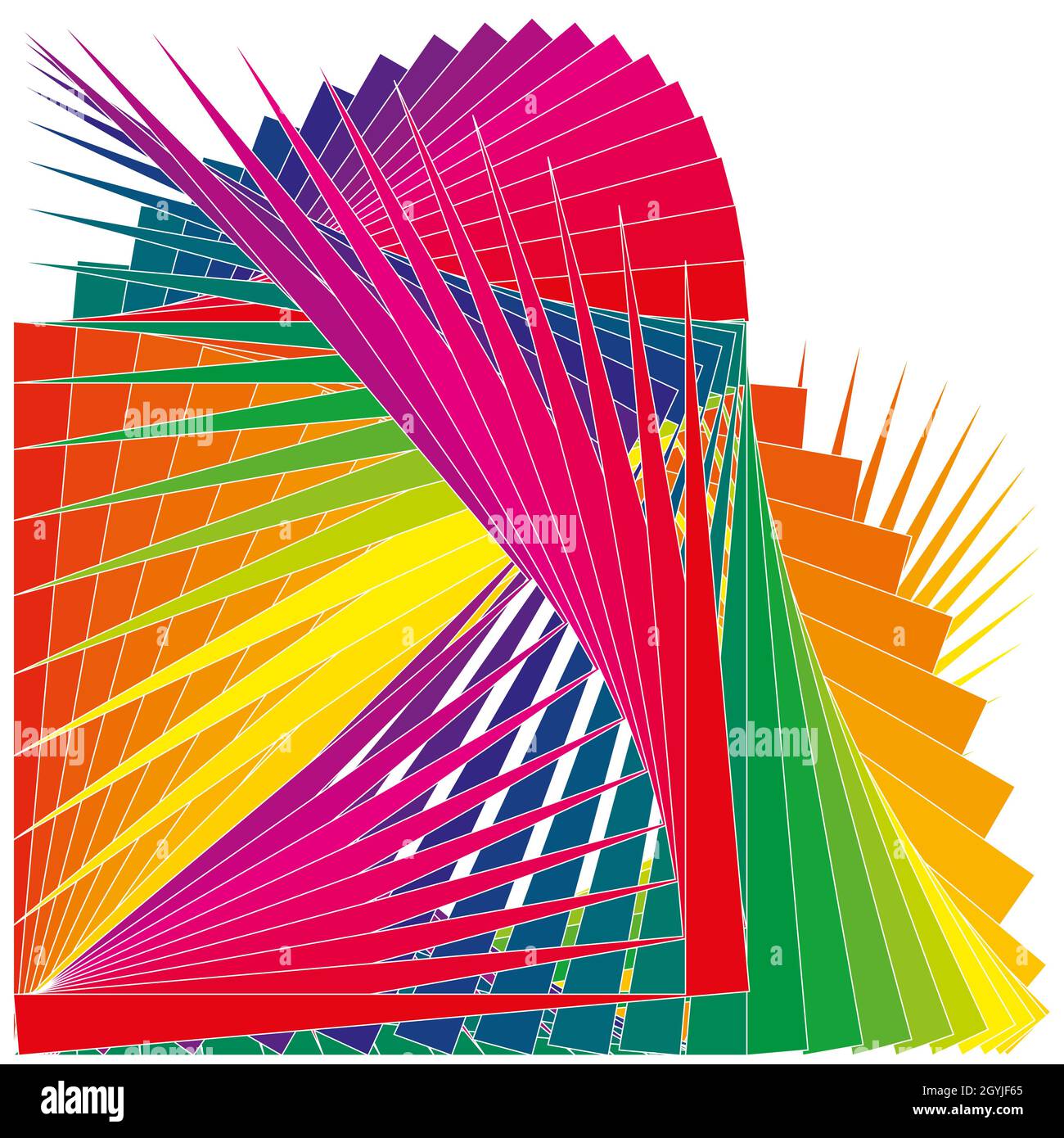 Pattern of fanned out and staggered snippets with many different colors ...