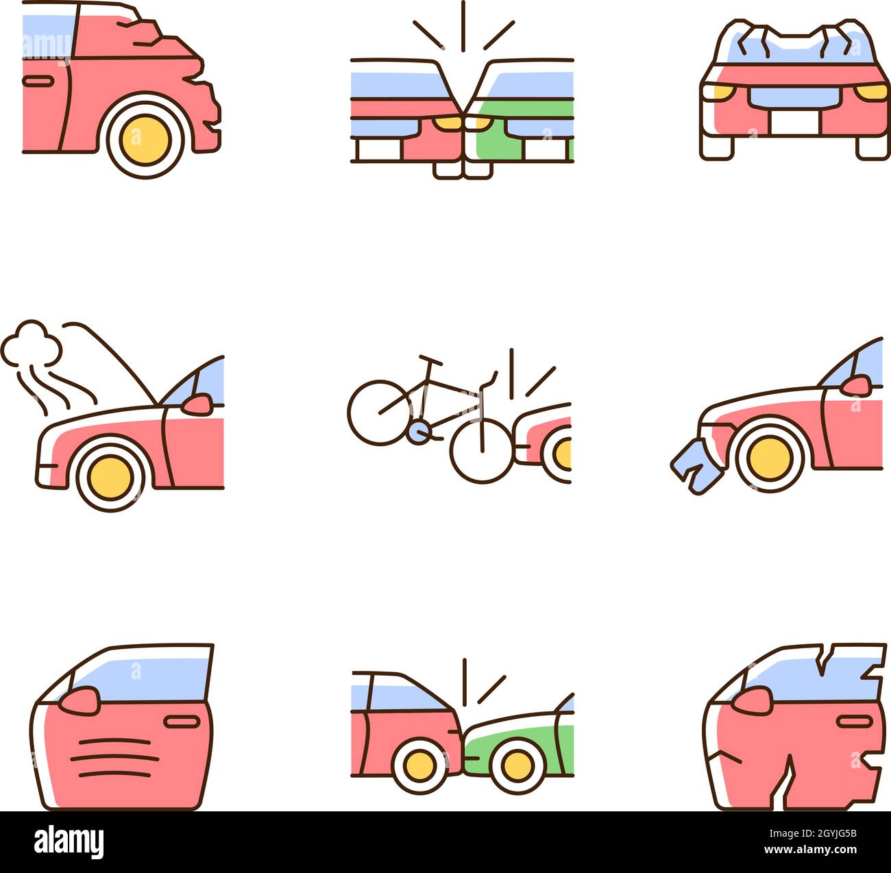 Road traffic accidents RGB color icons set Stock Vector Image & Art - Alamy