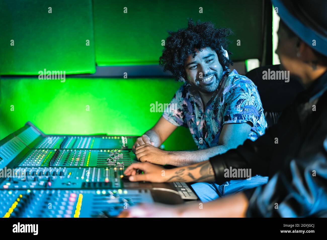 Mixing desk headphones hi-res stock photography and images - Alamy