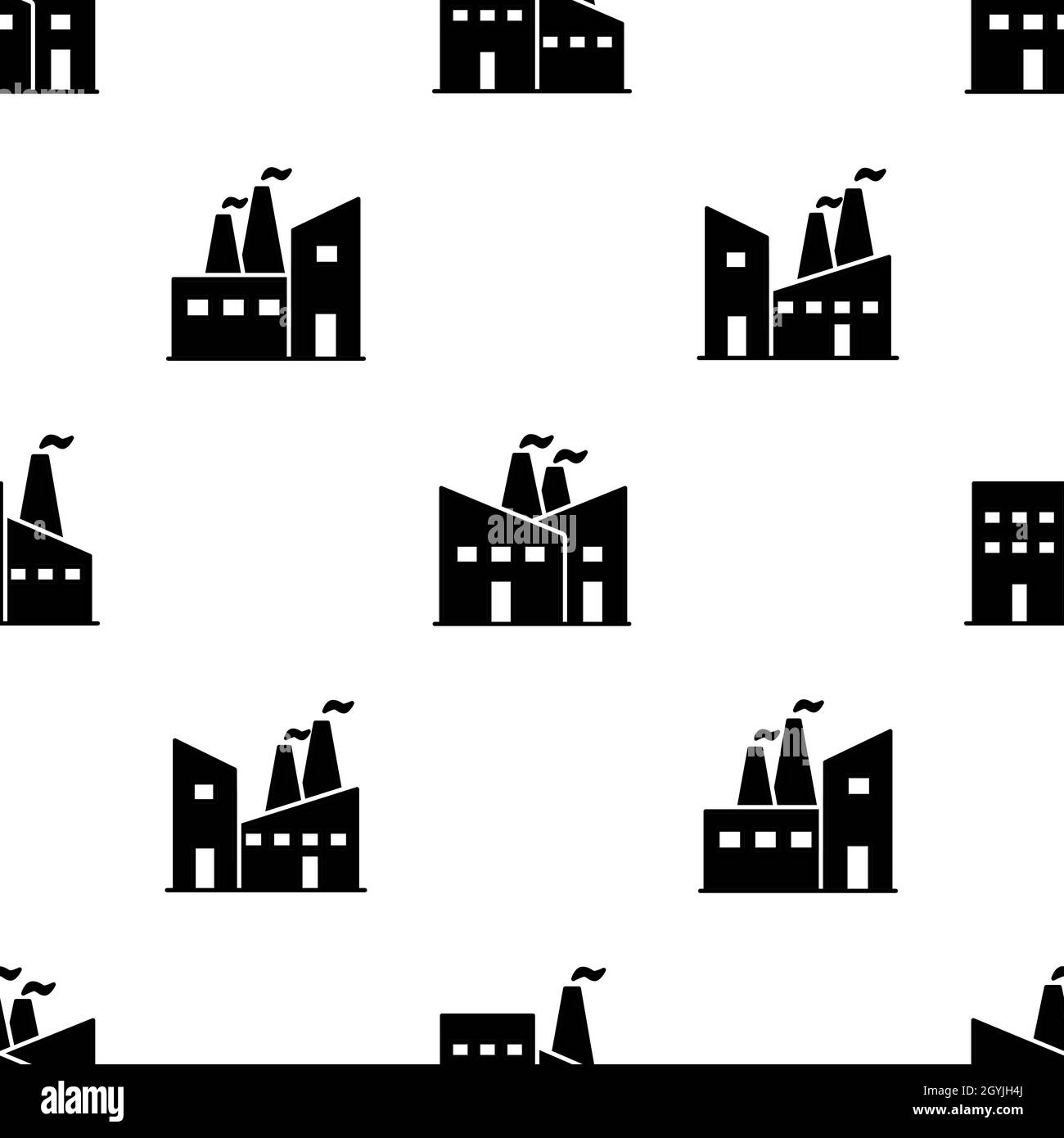 Factory plantation seamless pattern. Vector manufacture industrial ...