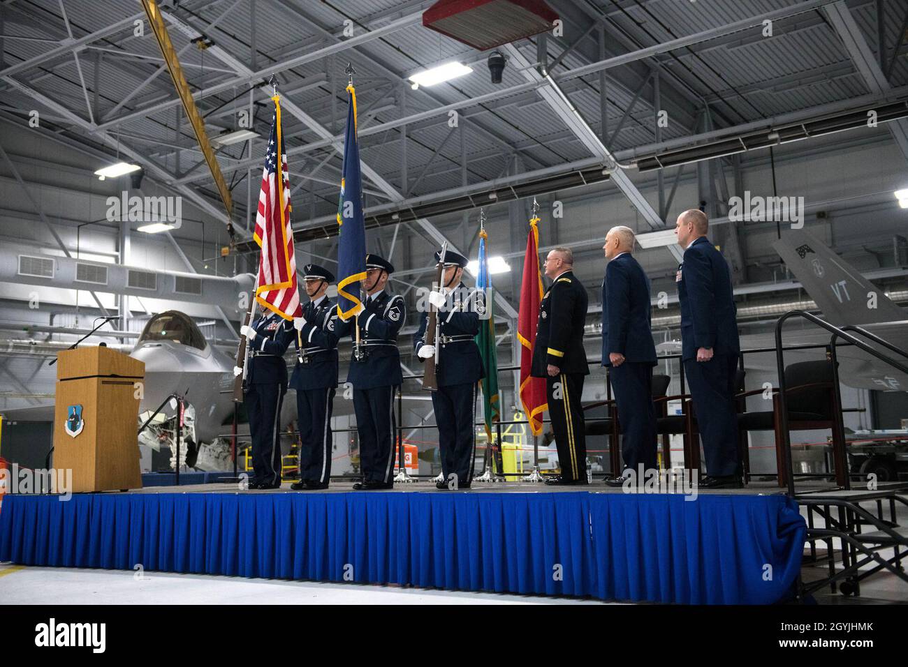 The colors are presented by the Base Honor Guard at the start of a ...