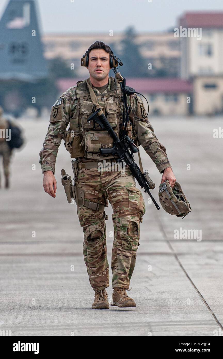 A U.S. Army paratrooper assigned to 1st Battalion, 503rd Infantry ...