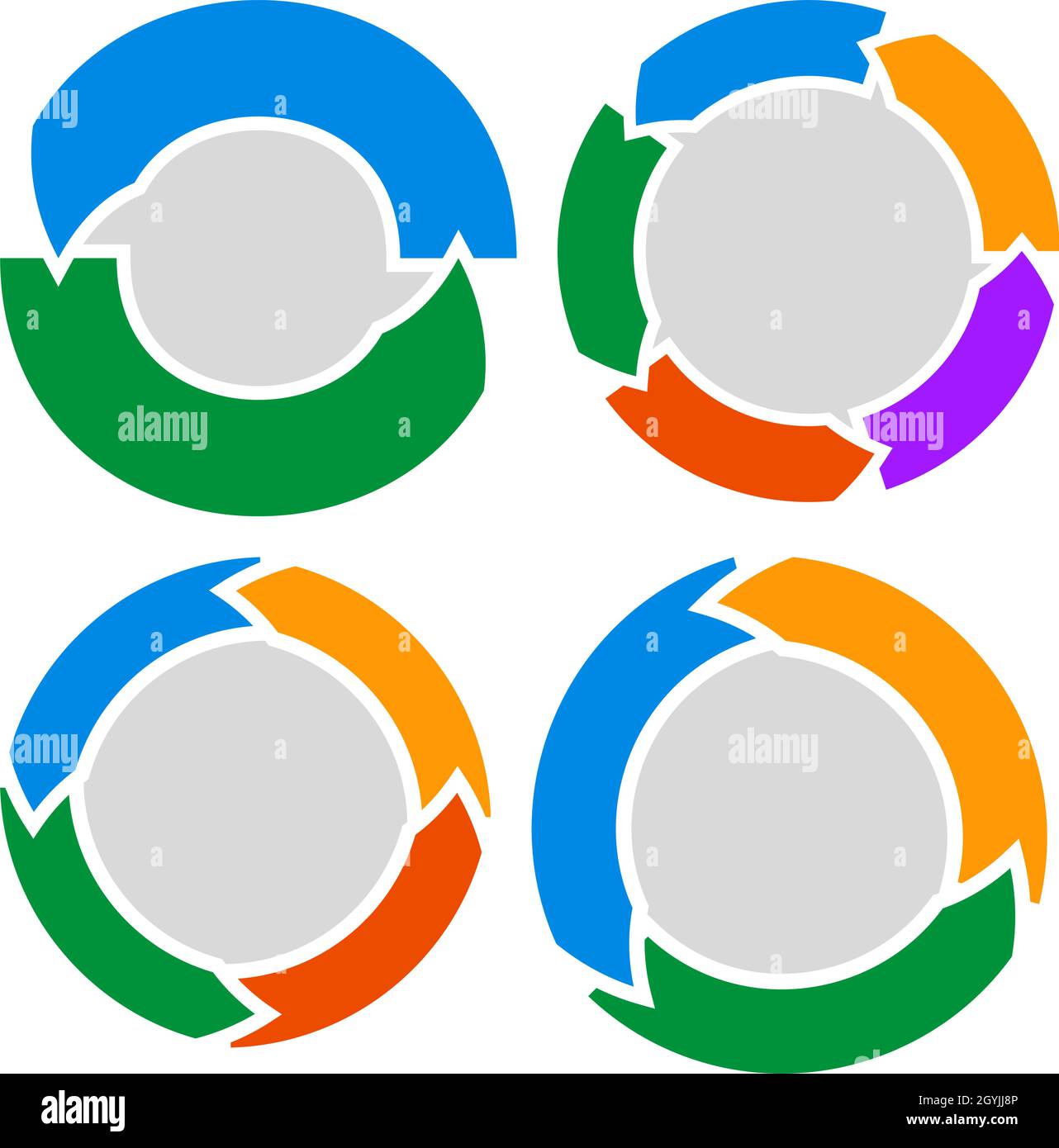 Circular arrows for steps, stages, phases concepts. Cyclic, cycle ...