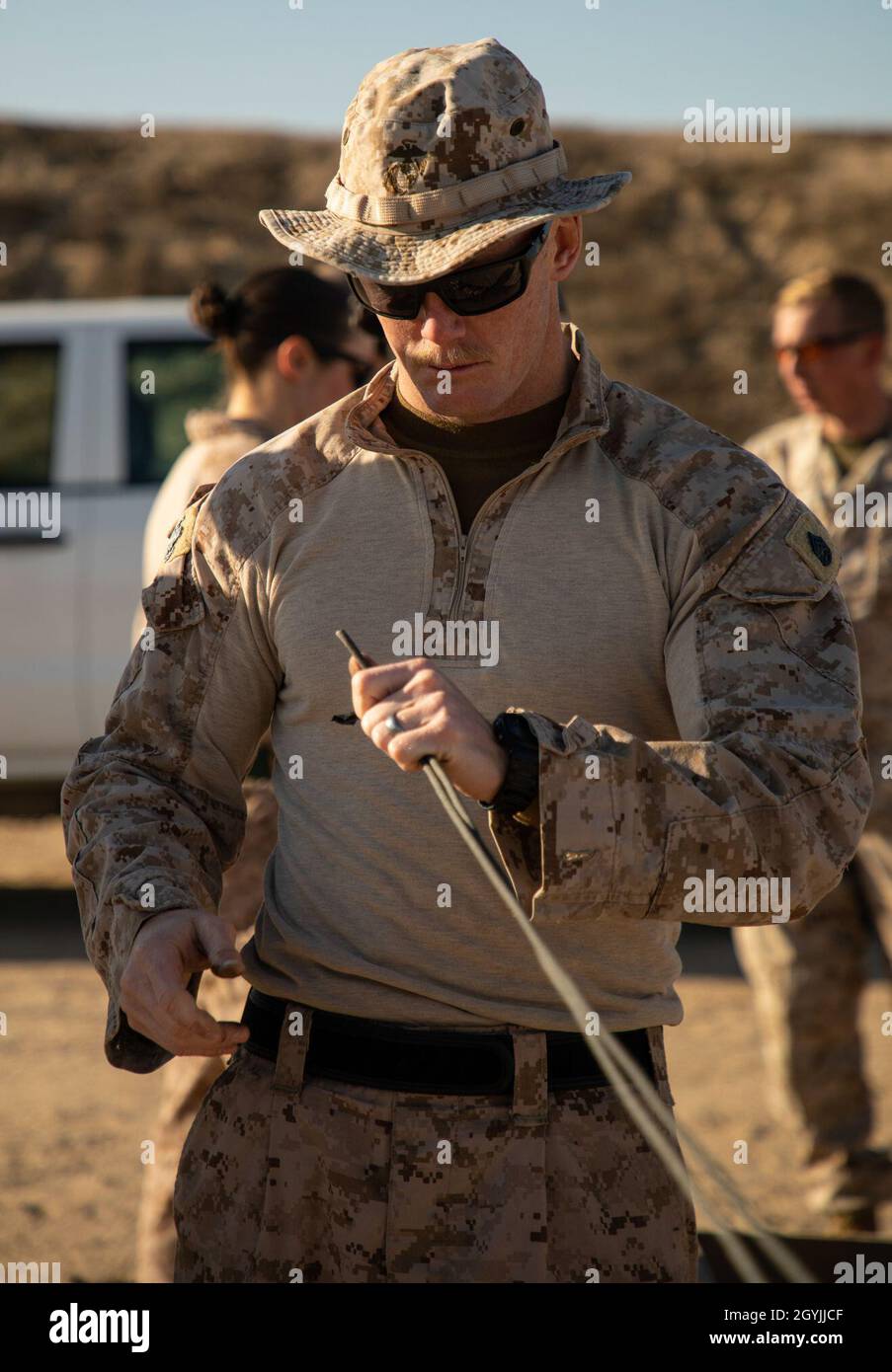 A U.S. Marine Explosive Ordnance Disposal (EOD) Technician assigned to ...