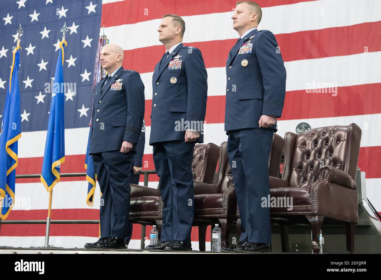 From left, 18th Air Force commander Maj. Gen. Sam C. Barrett, outgoing ...