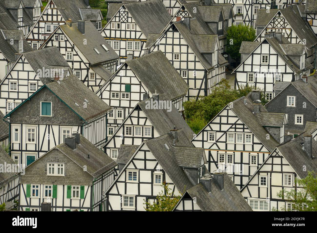 Drone view at the tranditional village of Freudenburg on Germany Stock ...