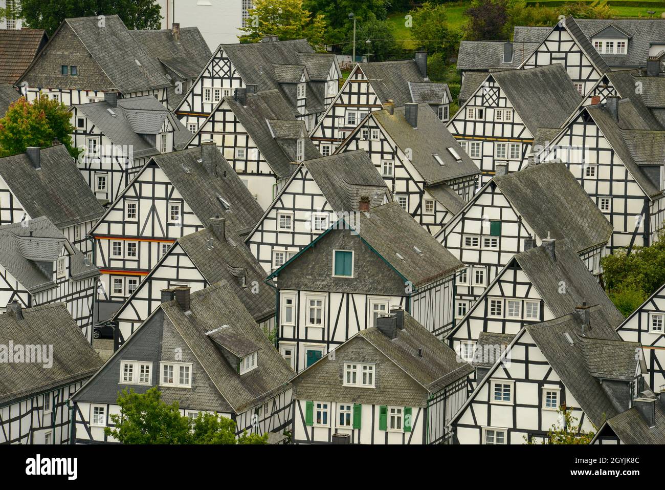Drone view at the tranditional village of Freudenburg on Germany Stock ...