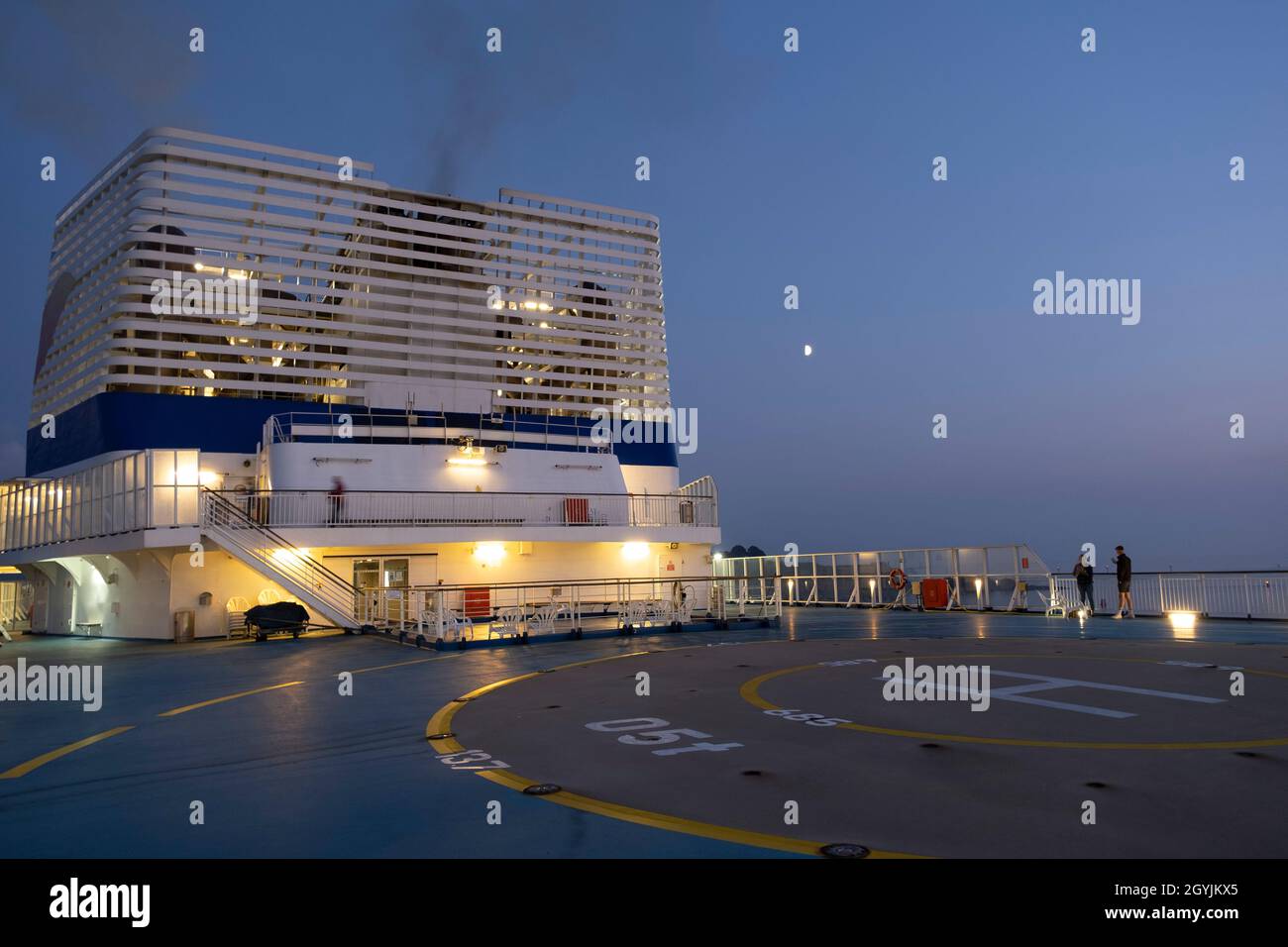Helipad on deck of Brittany Ferries roll-on / roll-off car and vehicles ...