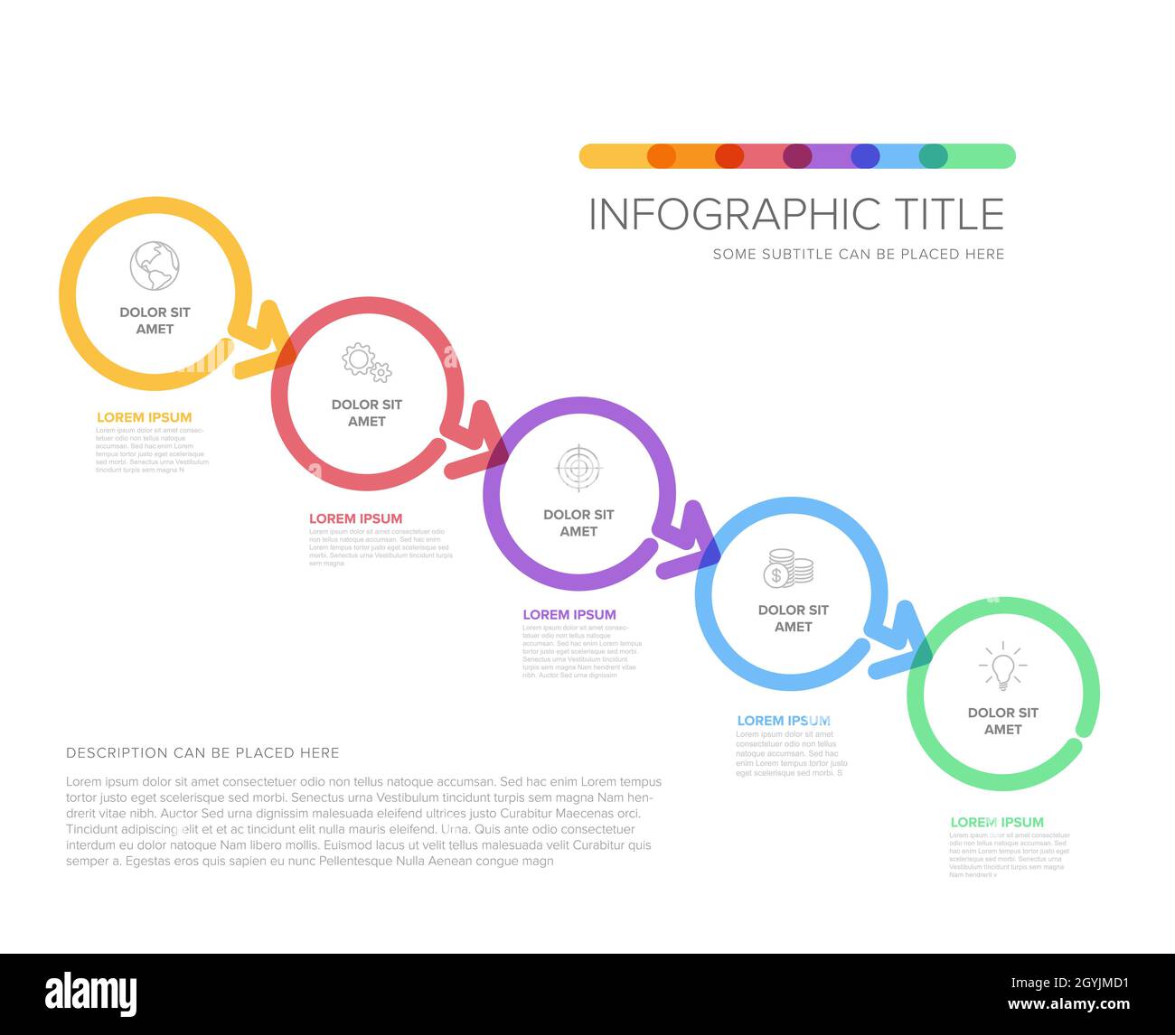 Vector process progress template diagram schema with five diagonal ...