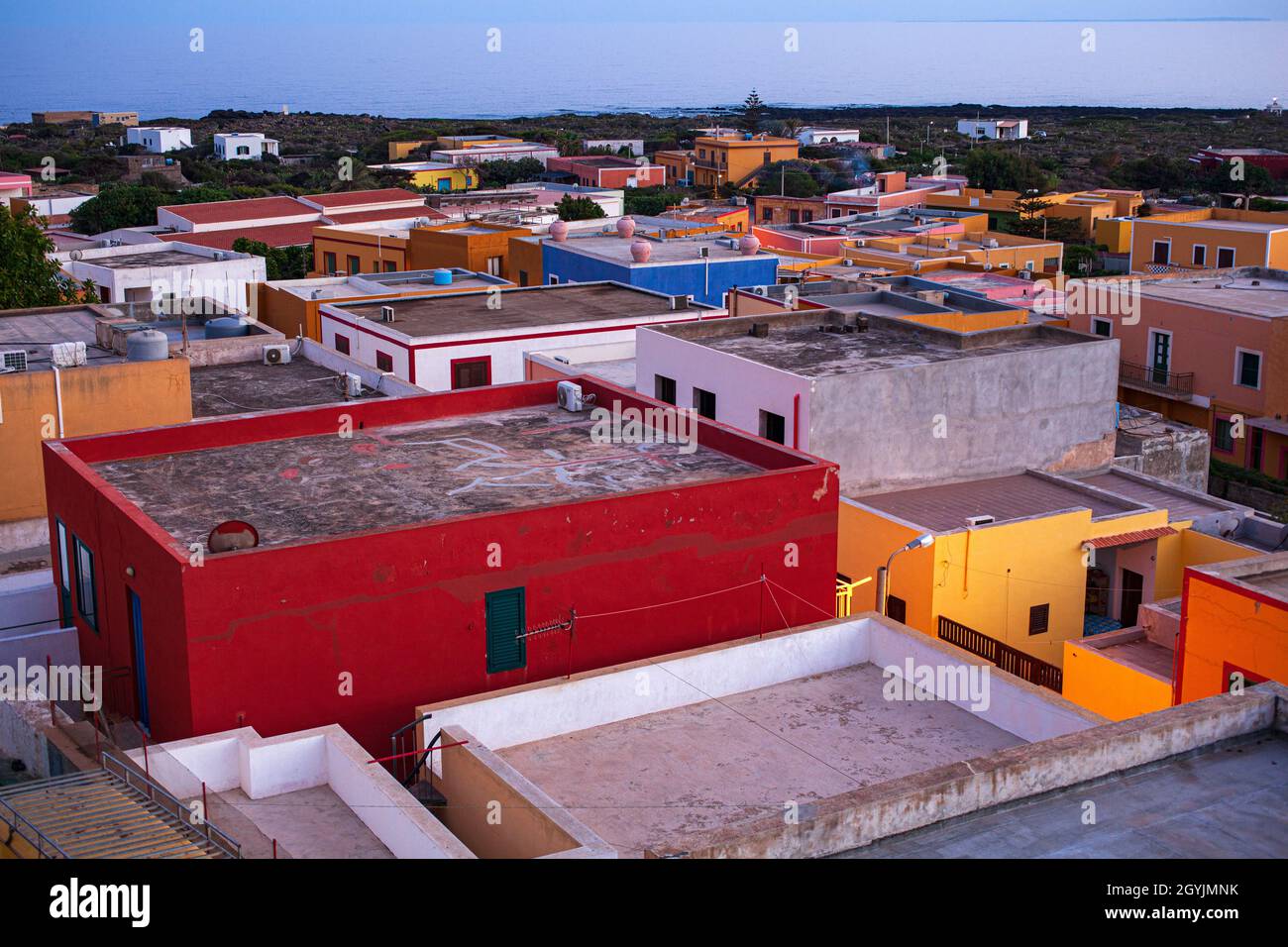 Top view of colorful Linosa houses, Sicily. Italy Stock Photo - Alamy