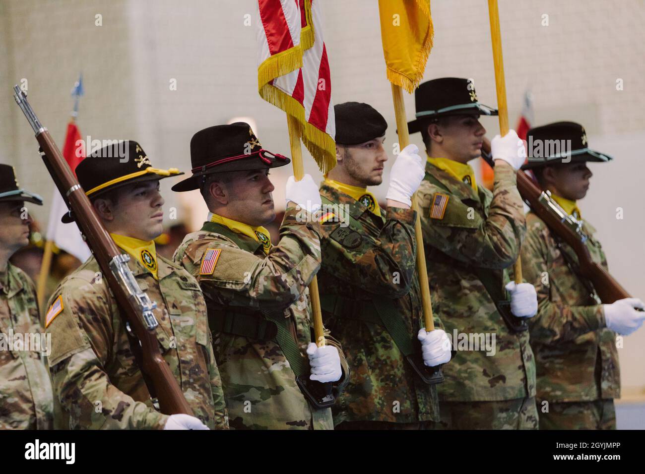 U.S. color guard Soldiers, assigned to the 3rd Squadron, 2d Cavalry ...
