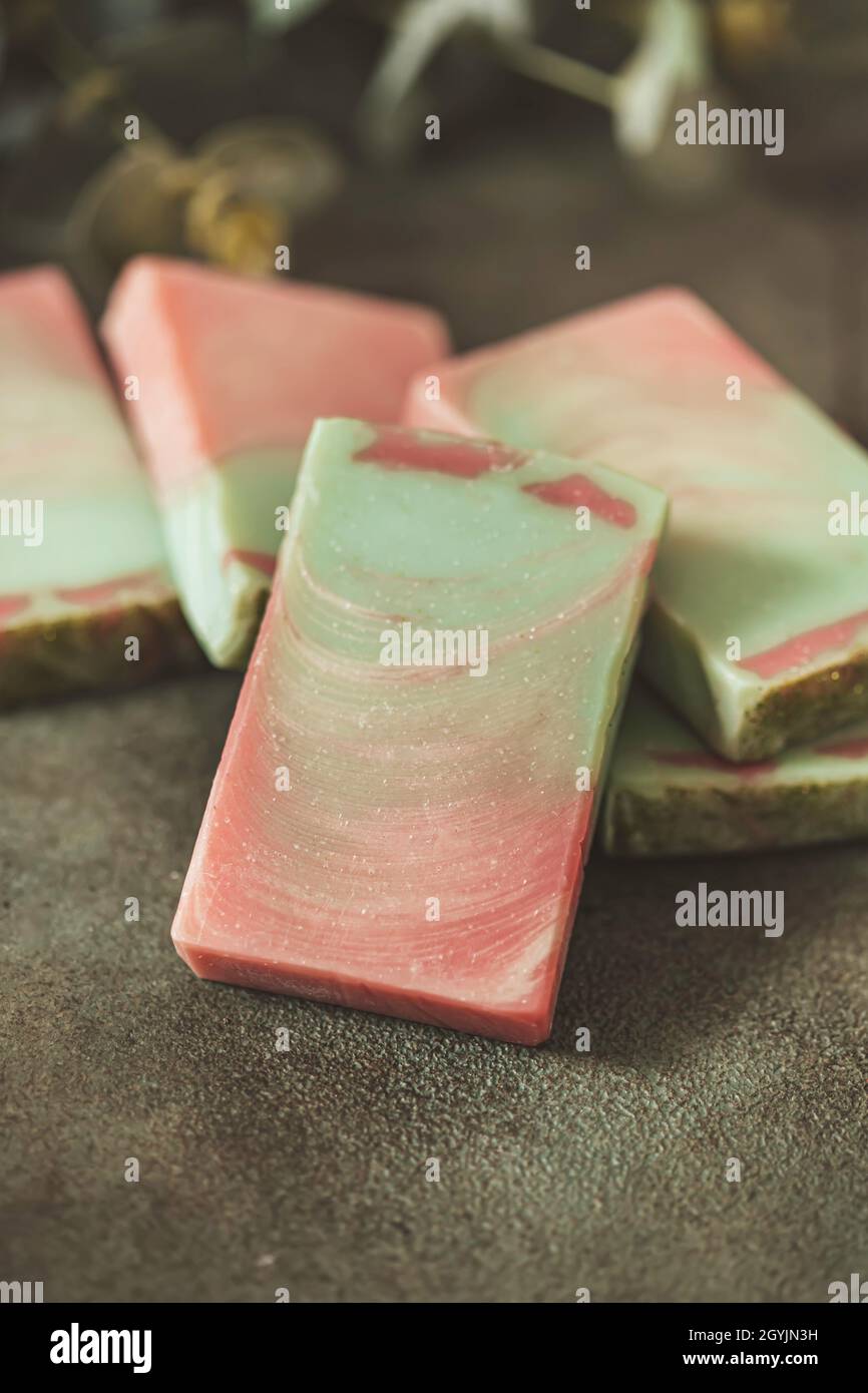 Natural bathroom product, handcrafted soap. Natural organic concept ...