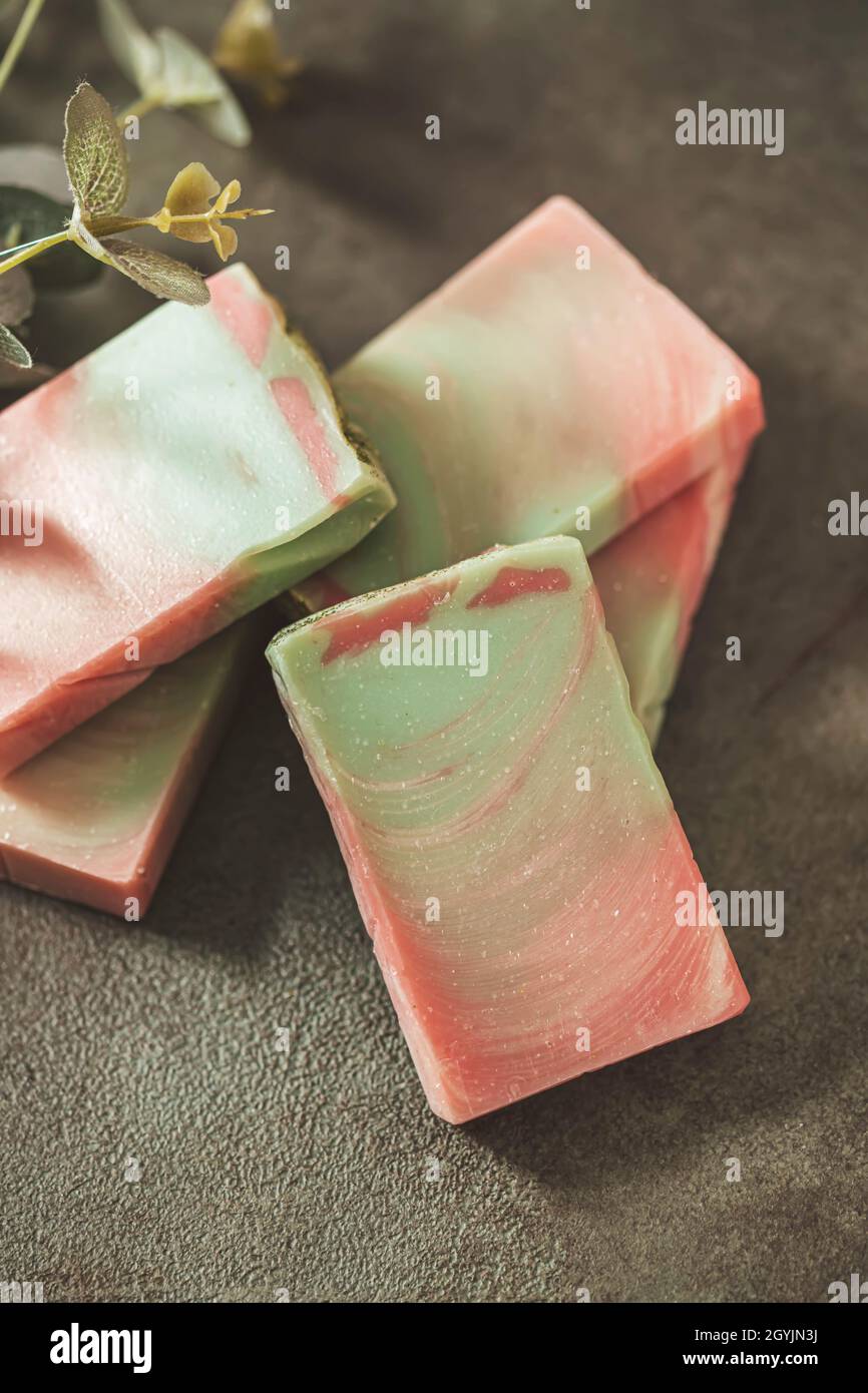 Natural bathroom product, handcrafted soap. Natural organic concept ...