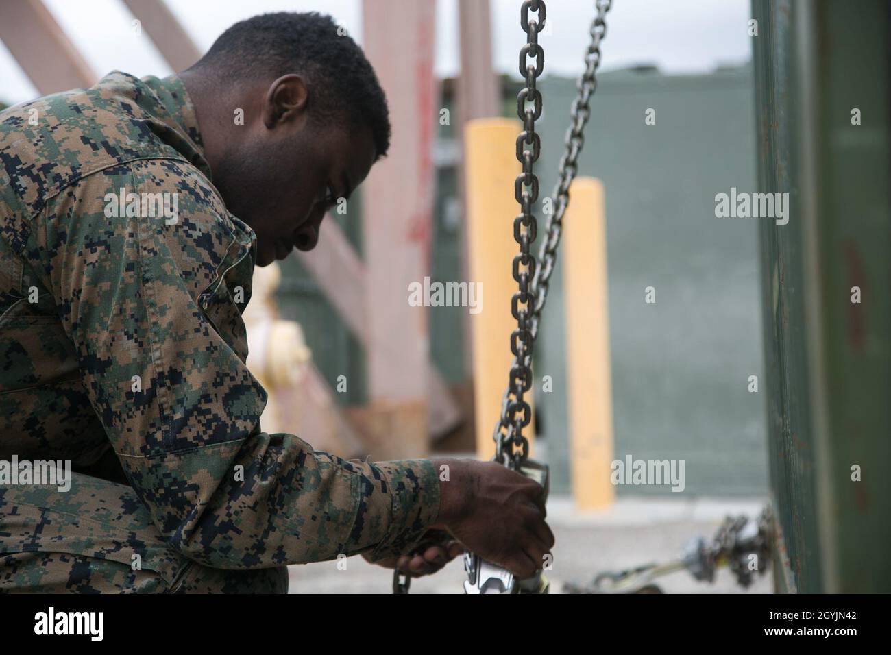 U.S. Marine Corps Cpl. Christian Epps, an embarkation specialist with ...