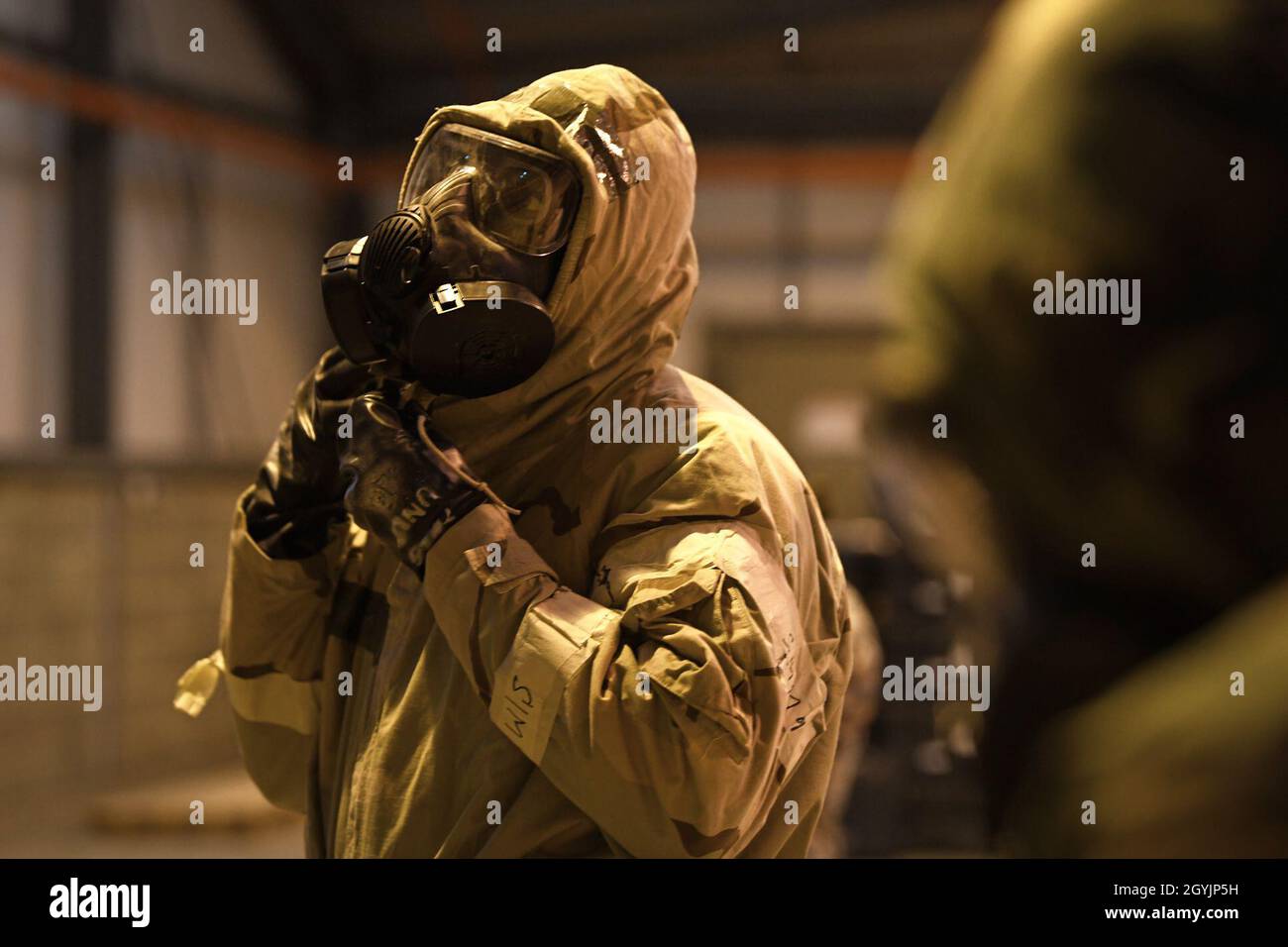 A Liberty Wing Airman assigned to the 48th Civil Engineer Squadron puts ...