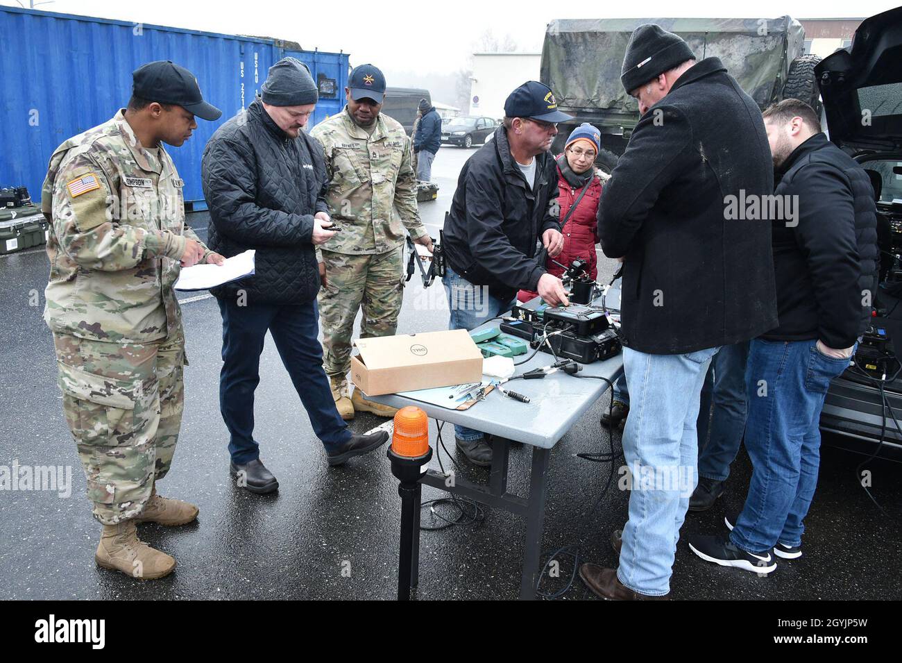 Contractors set up a modernized vehicle tactical engagement simulation ...