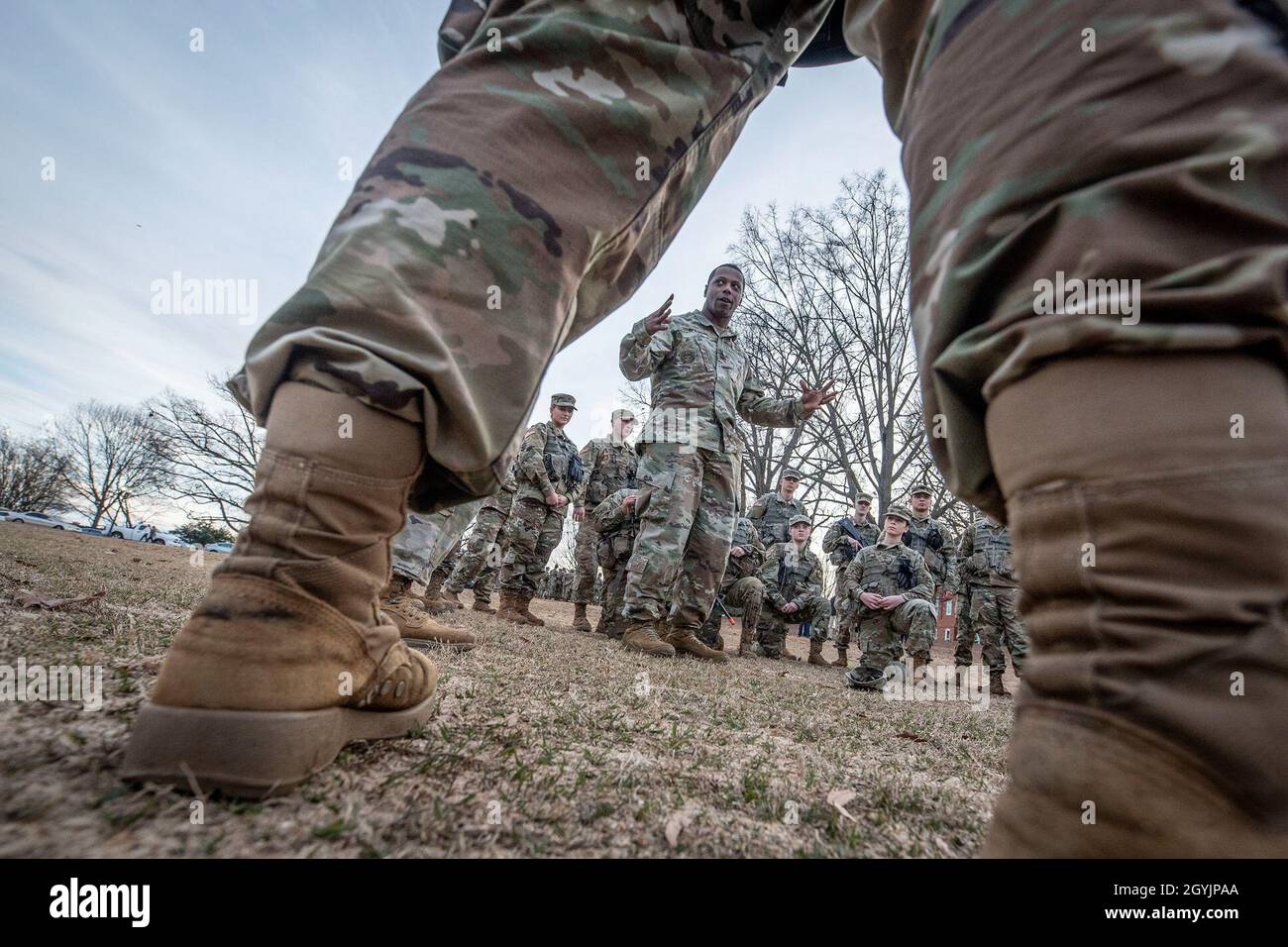 U.S. Army Master Sgt. Andre Bland, of Red Bank, N.J., instructs a group ...