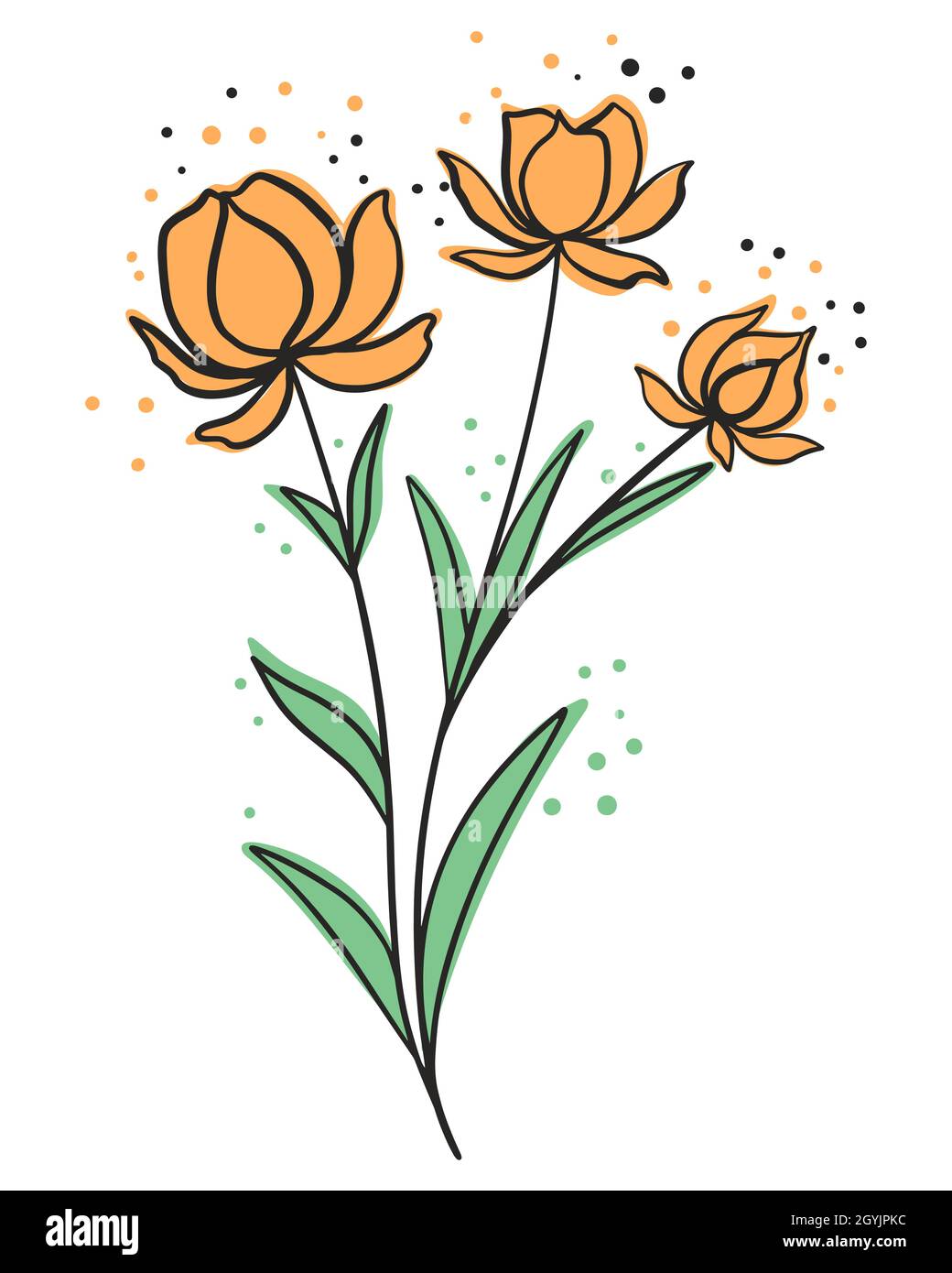 Beautiful flower hand drawing vector illustration. Flowering branches ...