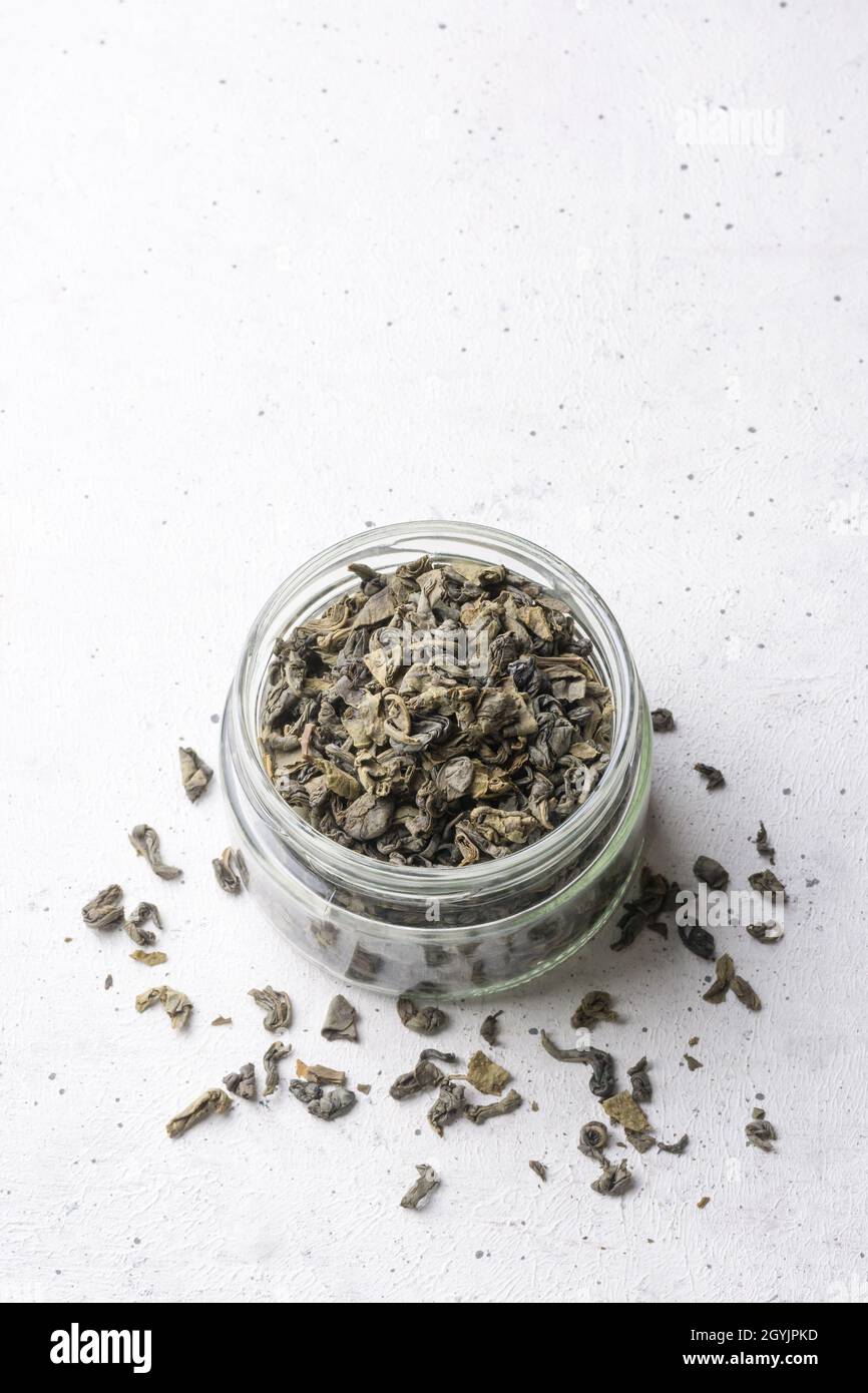 jar of unfermented pure and clean green tea from highlands of sri lanka ...