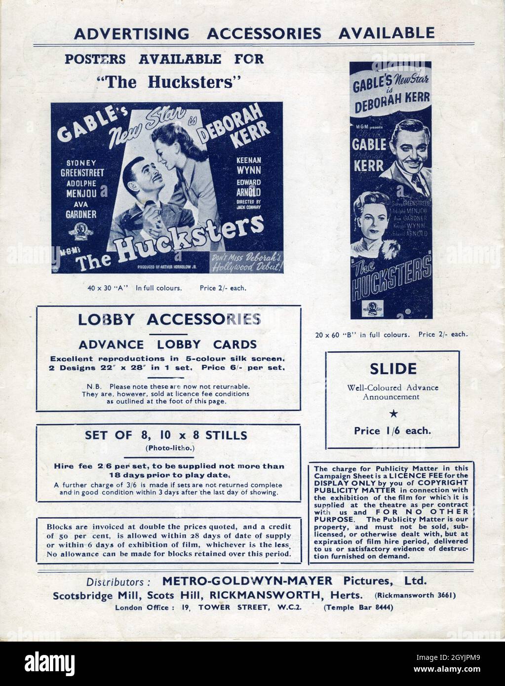 CLARK GABLE and DEBORAH KERR in THE HUCKSTERS 1947 director JACK CONWAY ...