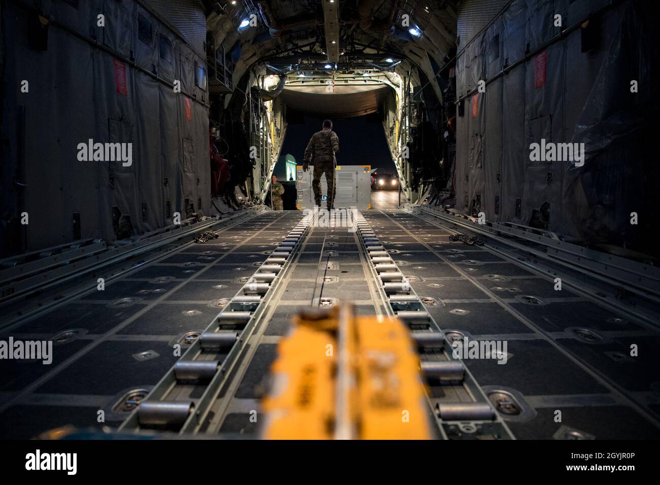A U.S. Air Force loadmaster assigned to the 746th Expeditionary Airlift ...