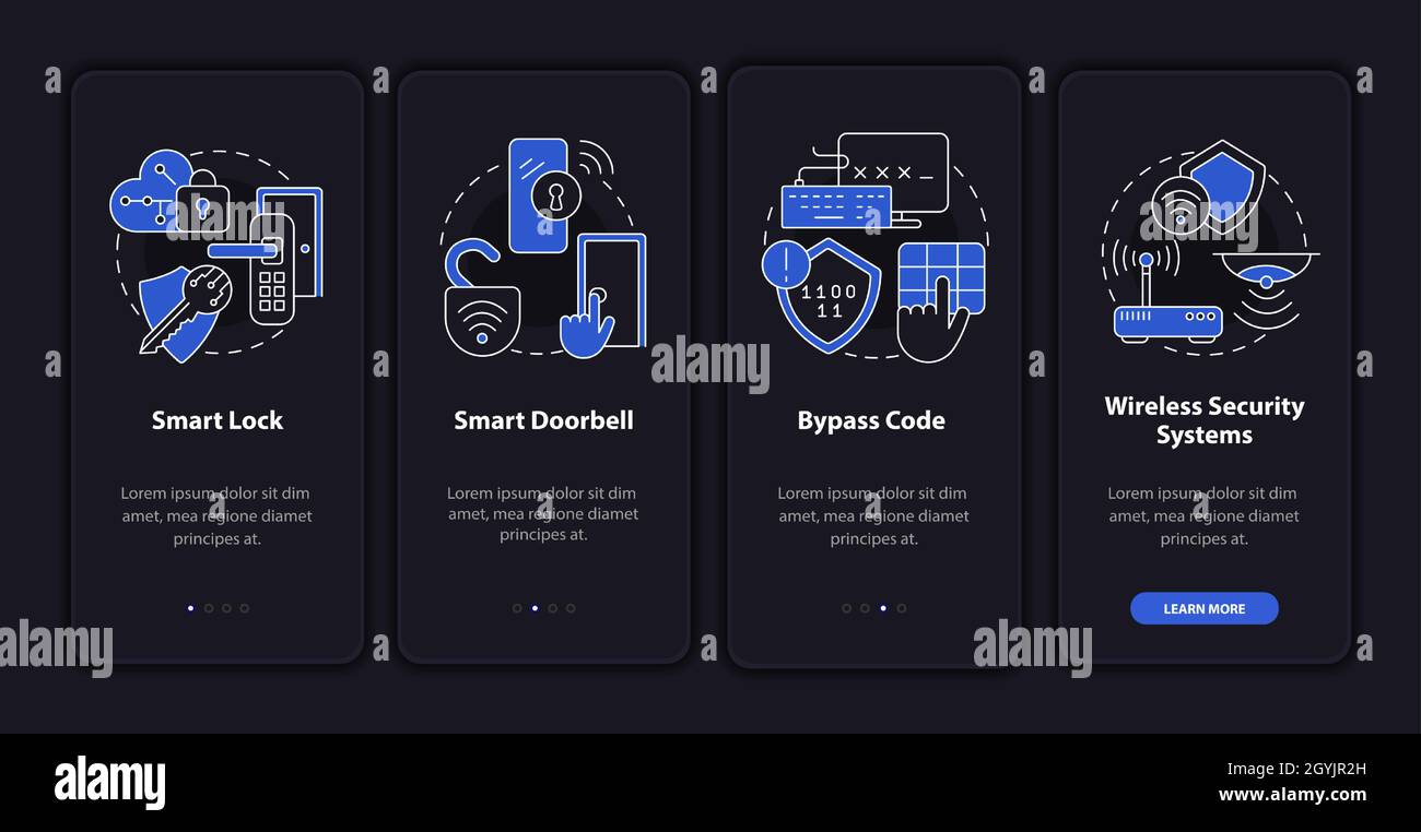 Smart tools for home protection onboarding mobile app page screen Stock ...