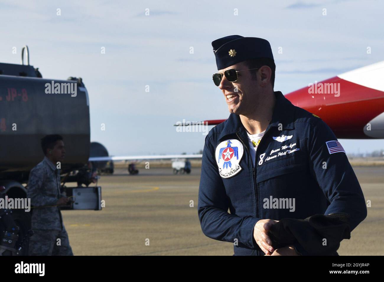 Maj. Jason Markzon, advance pilot/narrator assigned to the U.S. Air ...