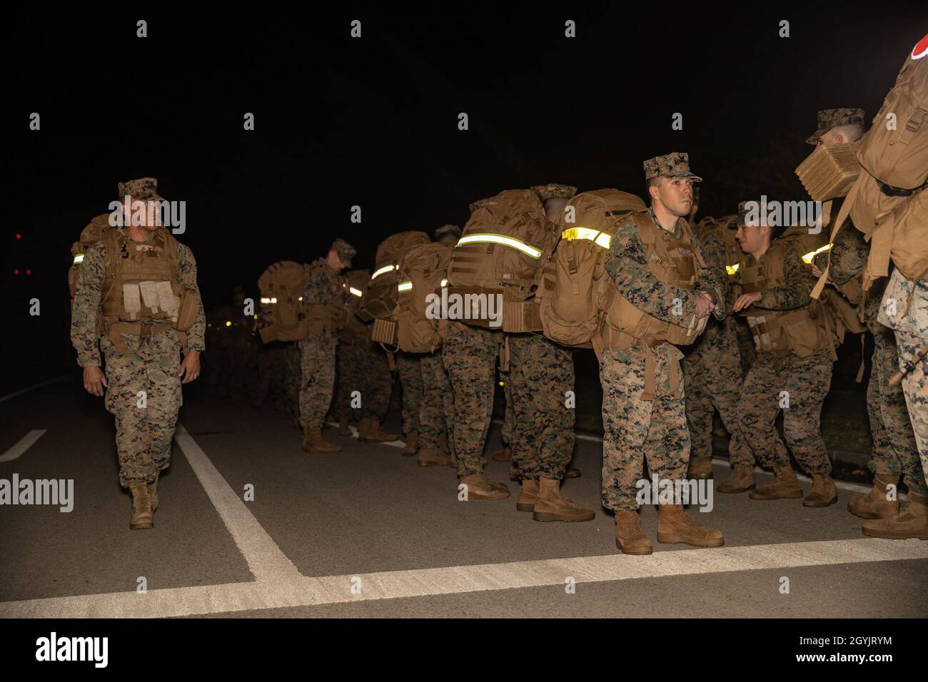 U.S. Marine Corps Col. Omar Randall inspects Marines before a 5 ...