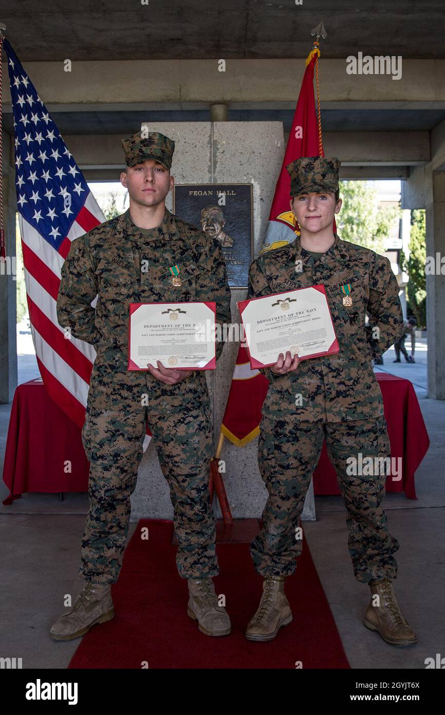 U.S. Marine Lance Cpl. Allen Waller, left, a marksman observer with the ...