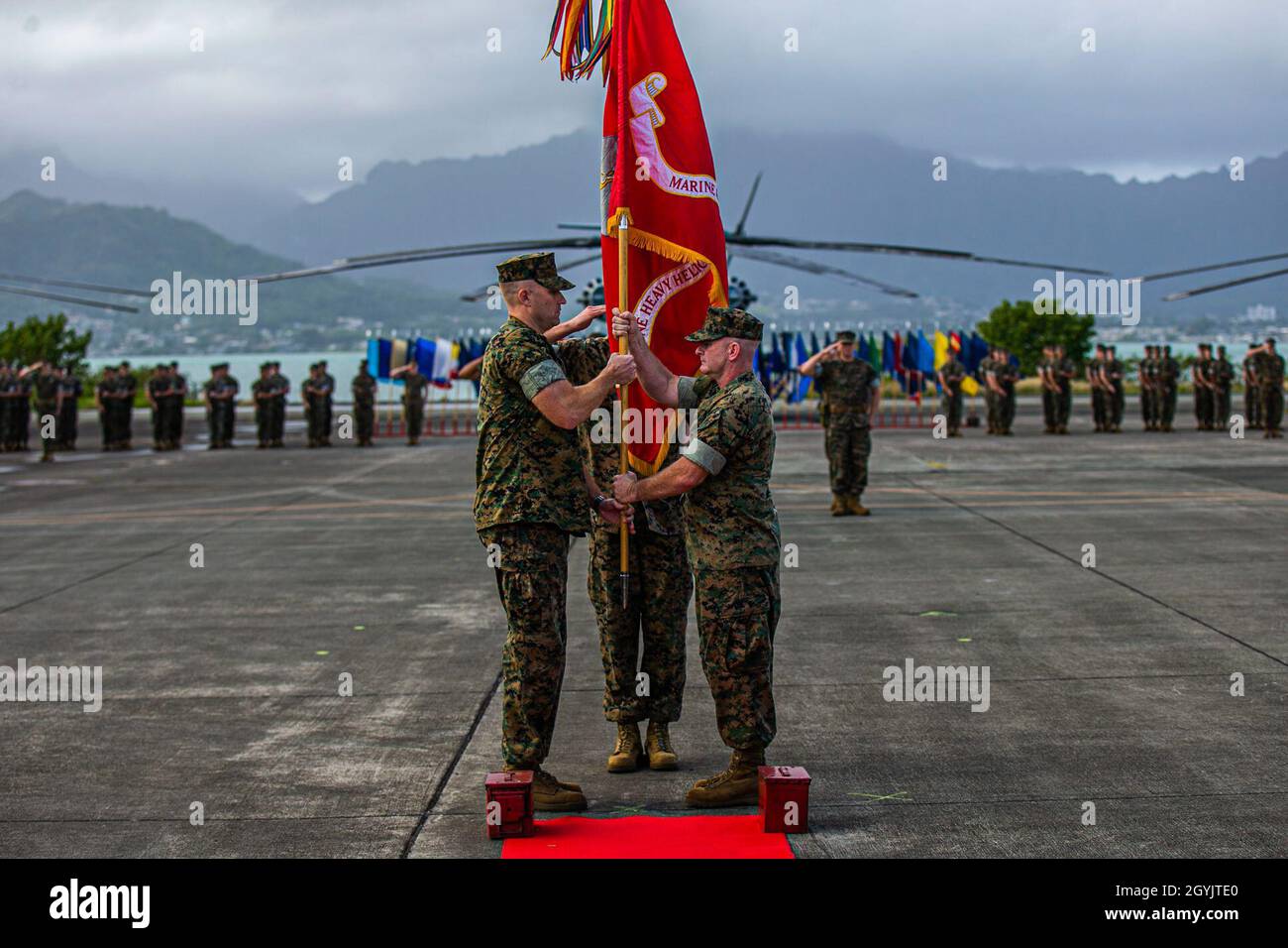 U.S. Marine Corps Lt. Col. Kevin G. Hunter, outgoing commanding officer ...