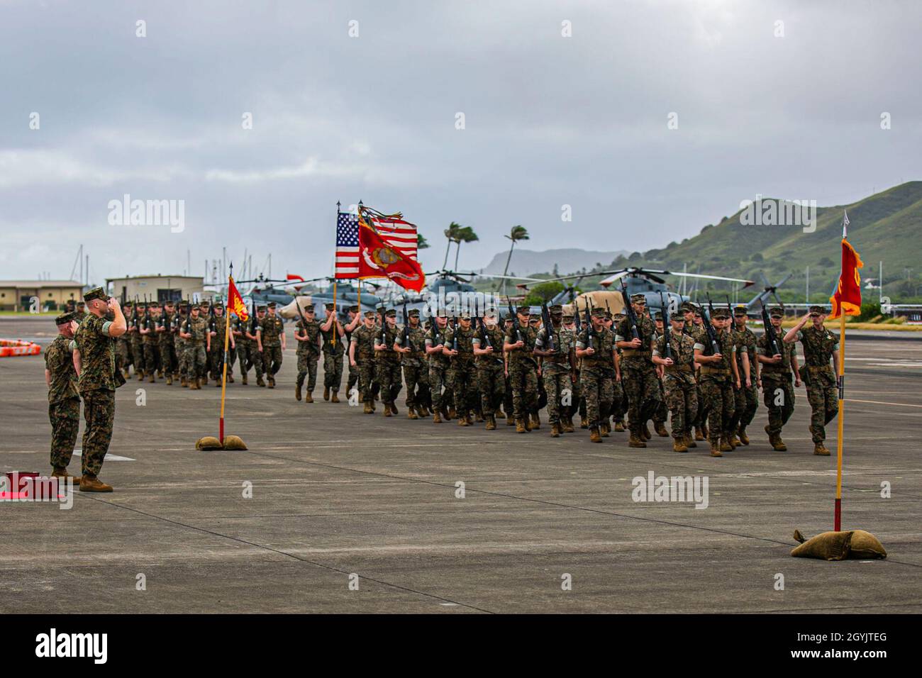 U.S. Marine Corps Lt. Col. Kevin G. Hunter, outgoing commanding officer ...