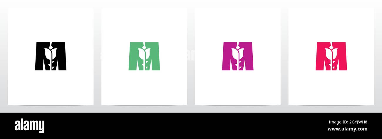 Rose With Stem On Letter Logo Design M Stock Vector Image & Art - Alamy