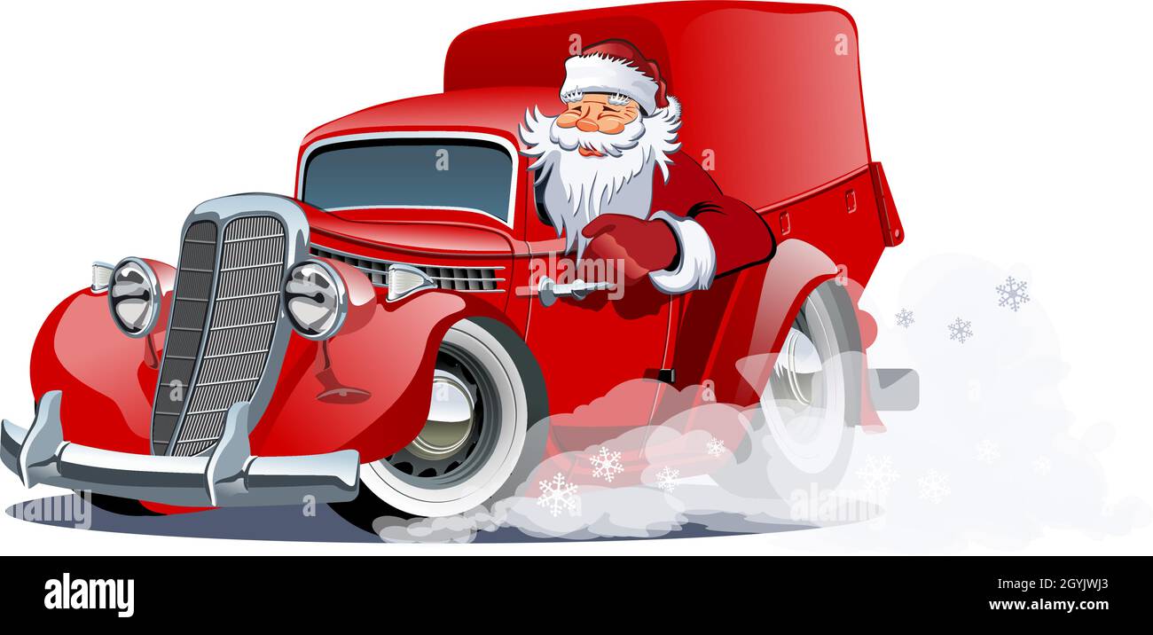 Cartoon retro Christmas delivery truck. Available eps-10 vector format ...