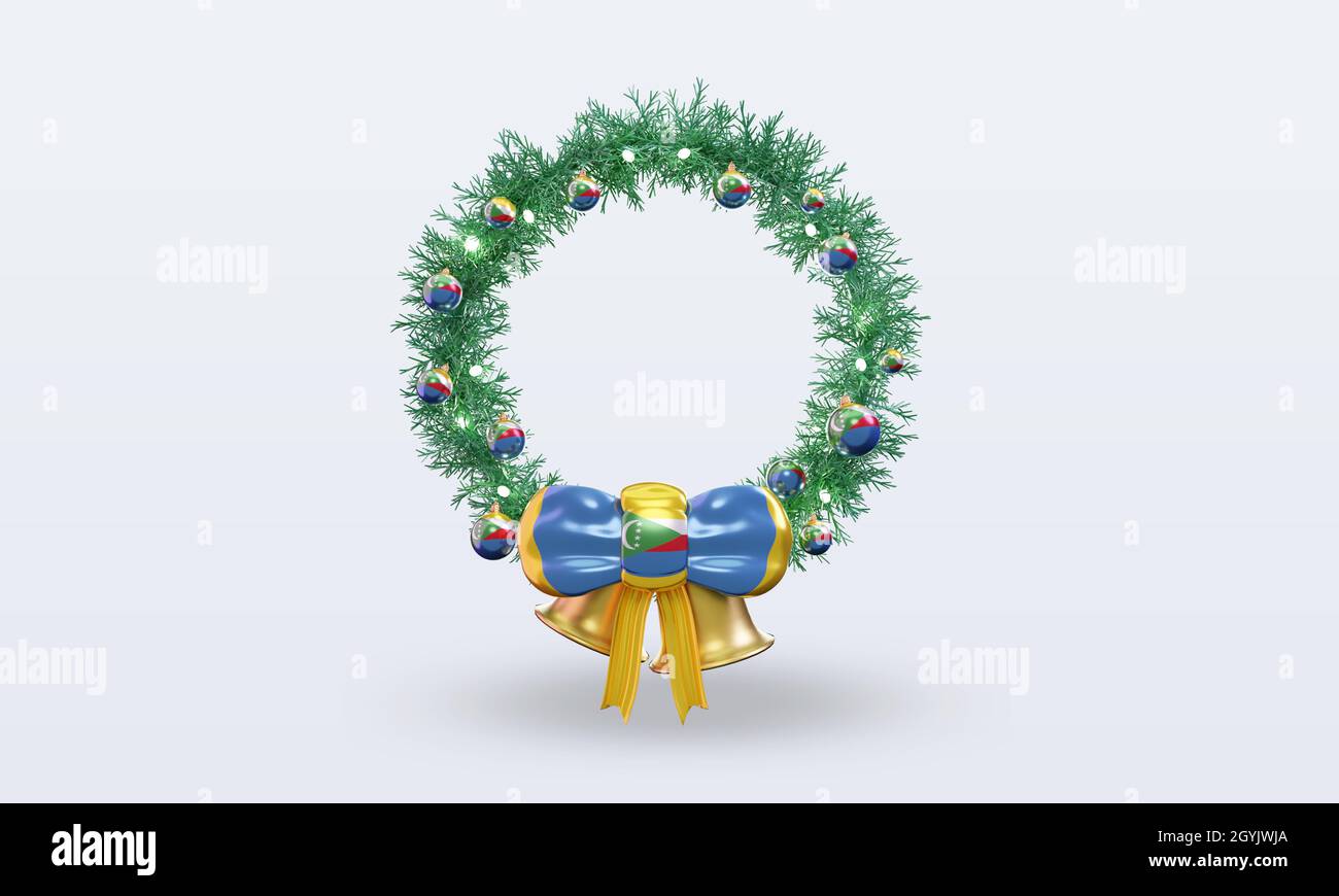 3d christmas wreath Comoros flag rendering front view Stock Photo - Alamy