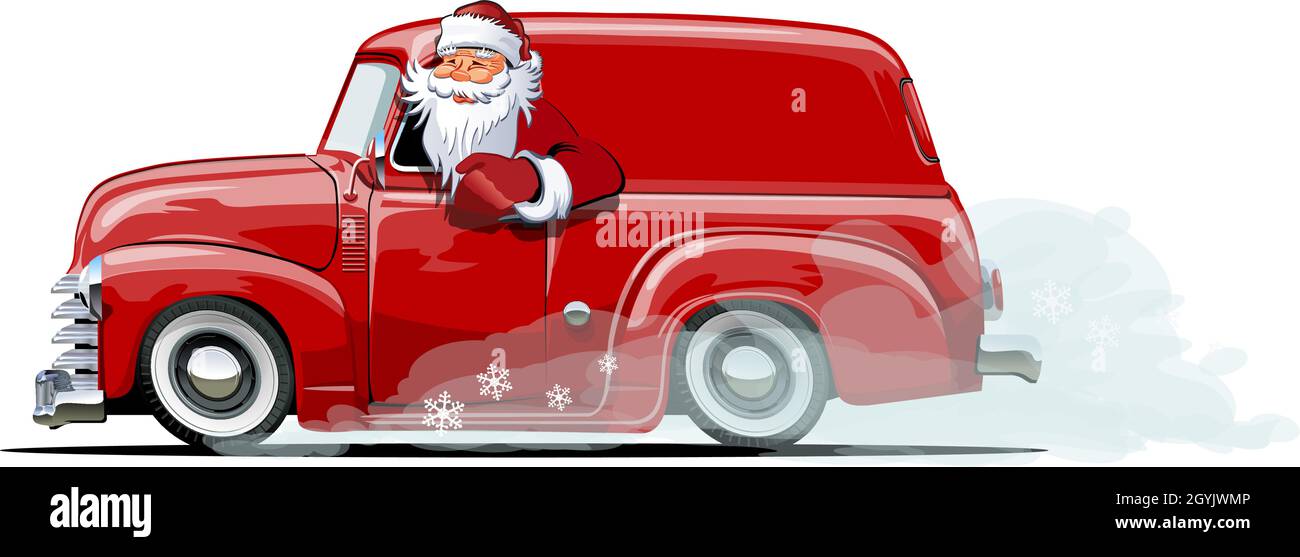 Cartoon retro Christmas delivery van. Available eps-10 vector format ...