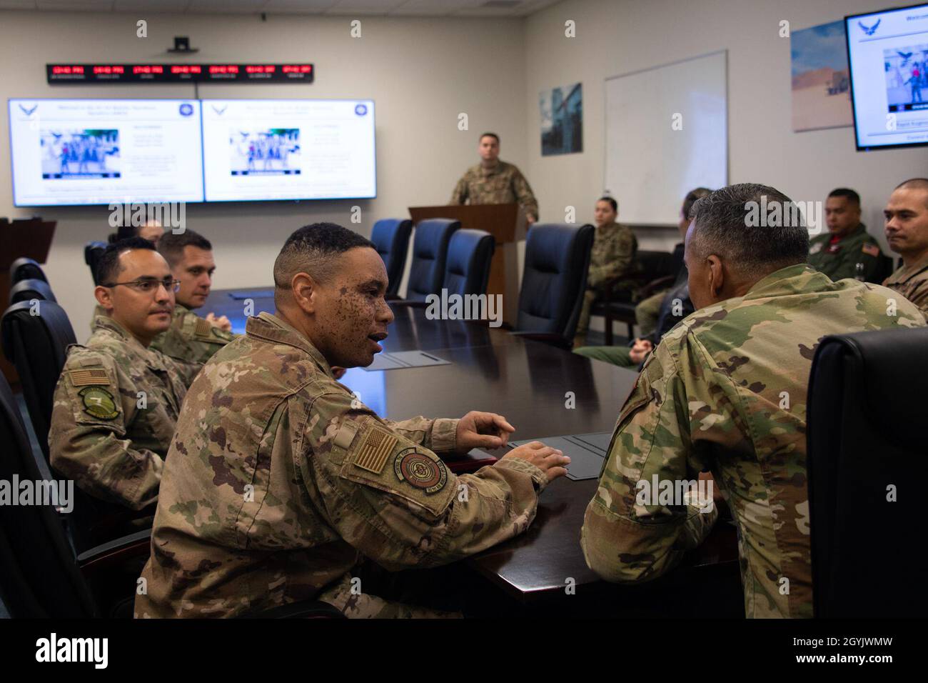 U.S. Air Force Maj. Reginald Ficklin, left, 321st Air Mobility ...