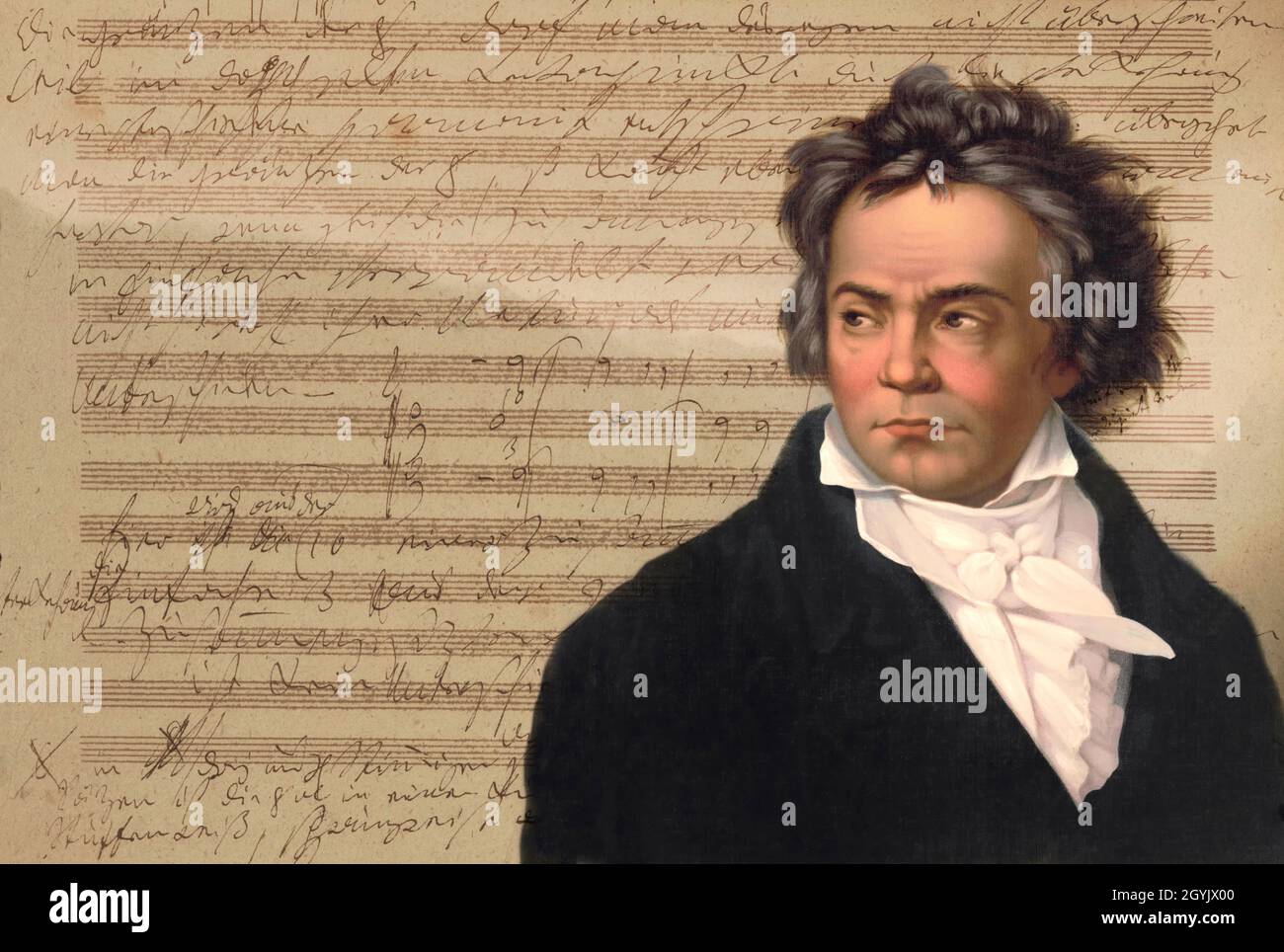 Ludwig van Beethoven, 1770 -1827, German composer, digitally altered ...