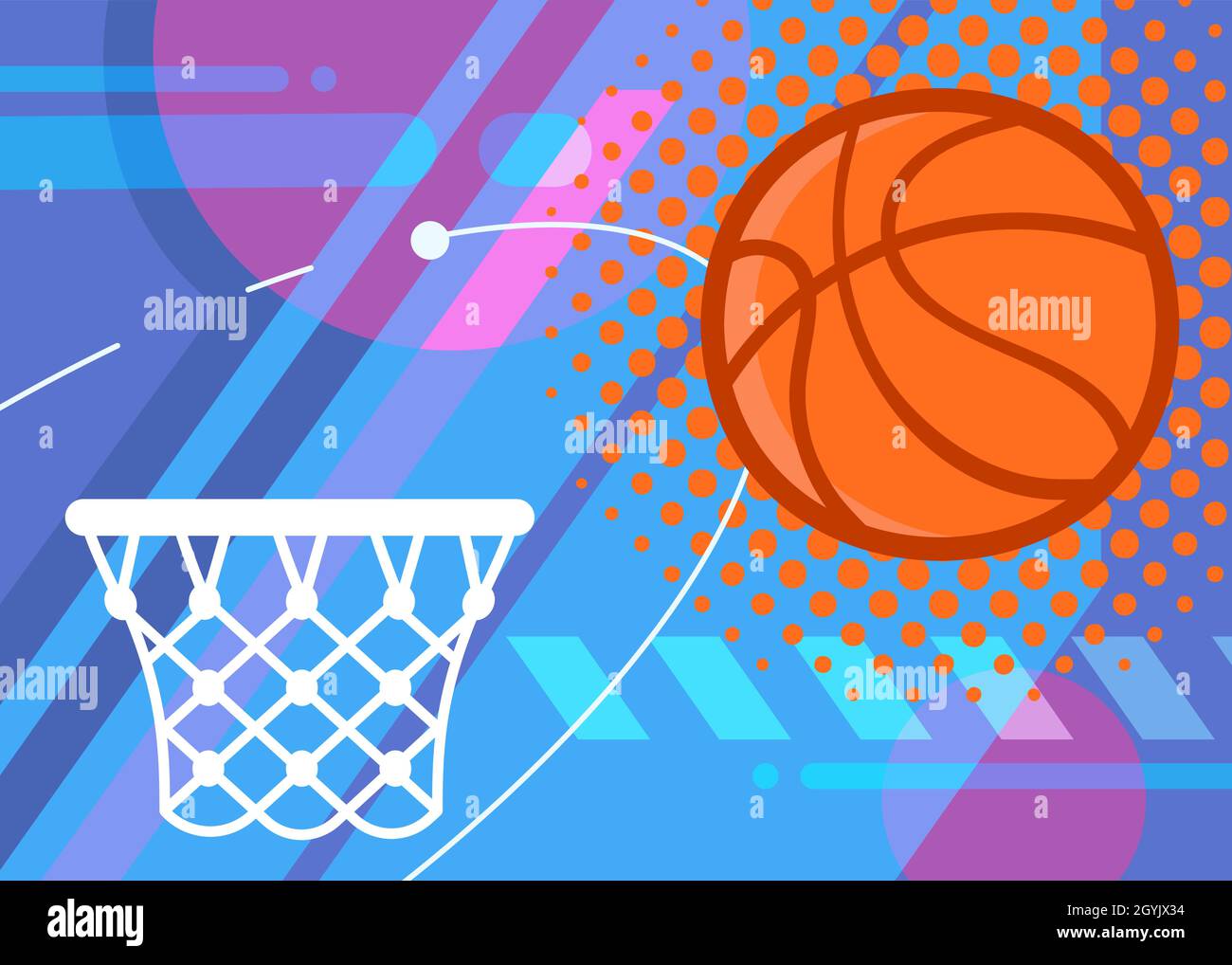 Banner with basketball elements. Sport placard design in flat style ...