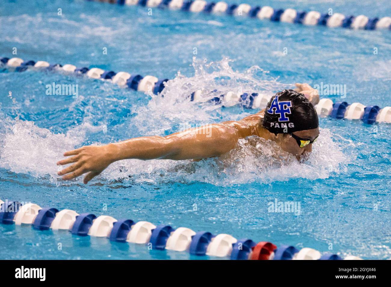 U.S. AIR FORCE ACADEMY, Colo. Aaron Pang performs a butterfly stroke ...