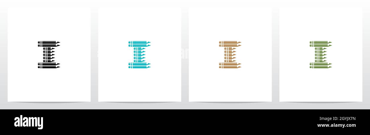 Pencil Stacked Forming Letter Logo Design I Stock Vector Image & Art ...